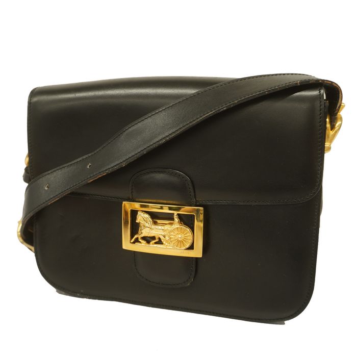 Celine Auth Celine Shoulder Bag Carriage Metal Women's Leather Shoulder ...