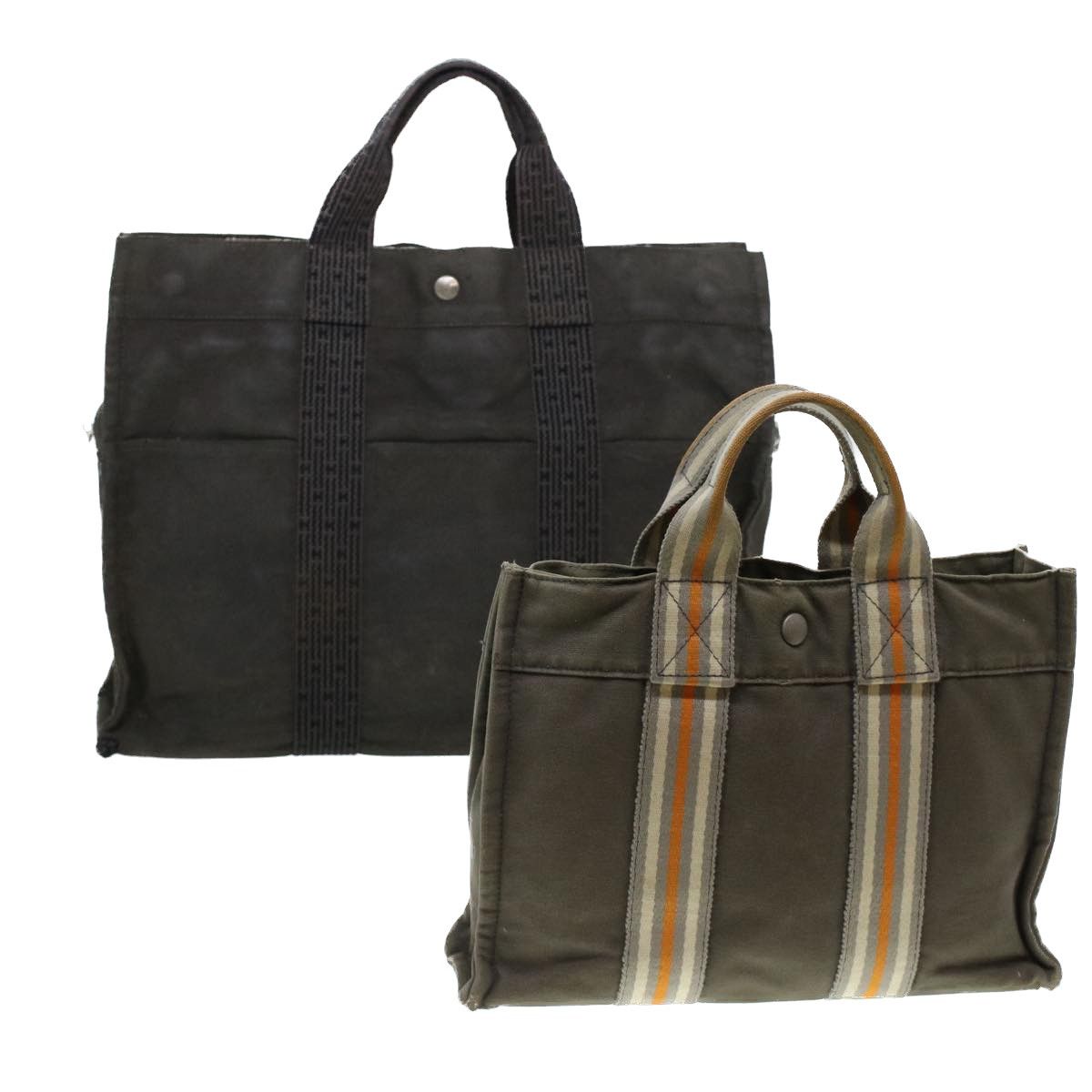 Hermes HERMES Her Line Tote Bag Canvas 2Set Gray Auth bs5119 | Grailed