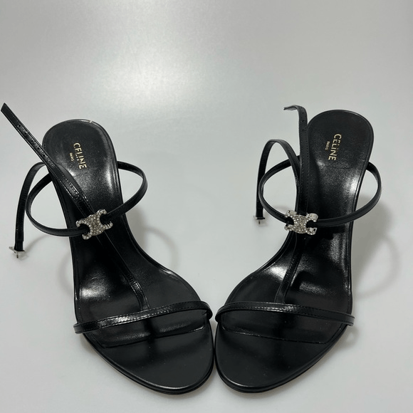 Celine Celine T-Bar Triomphe Sandal Leather Calfskin Black Women’s ...