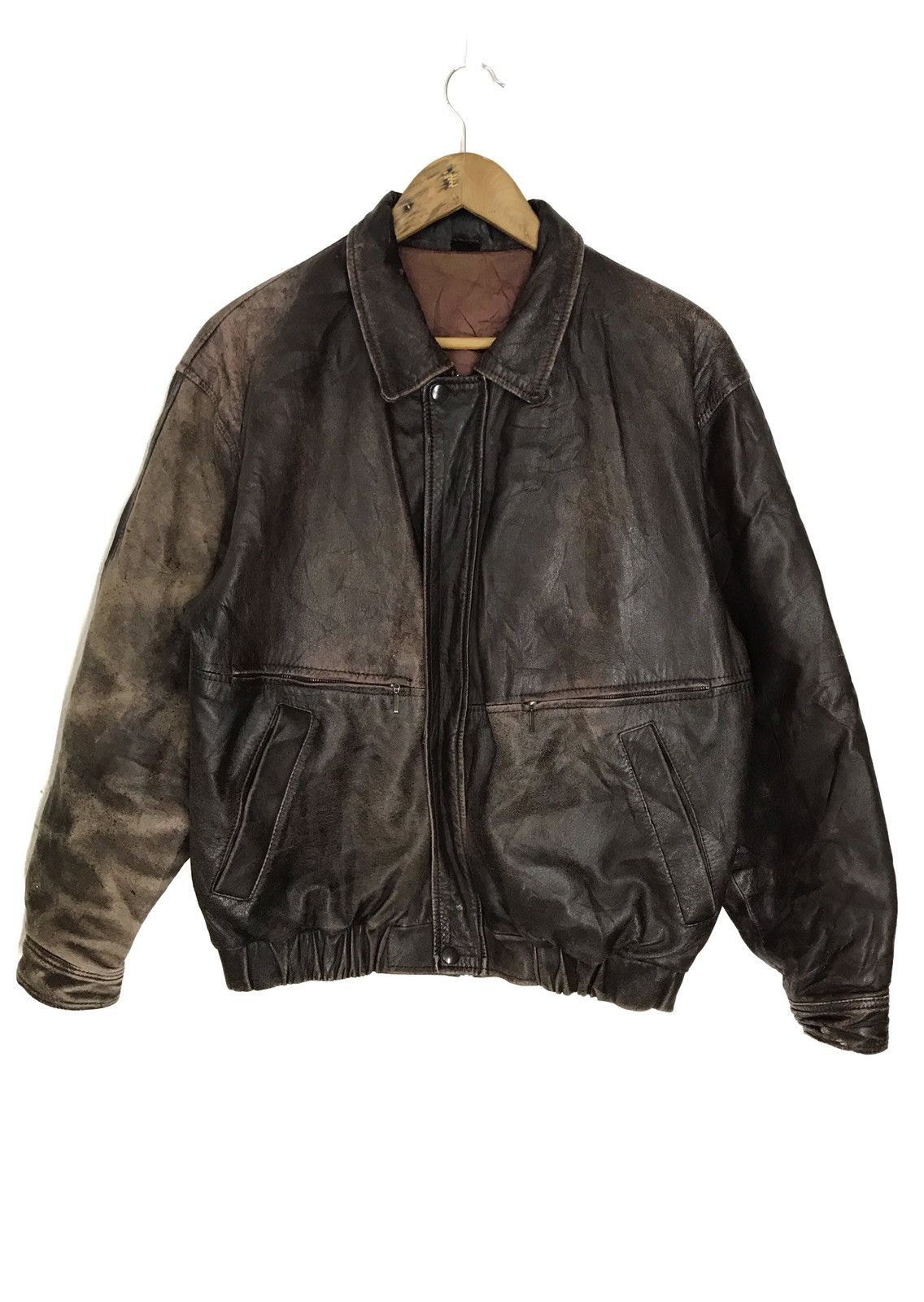 Leather Jacket × Vintage Vintage 90s Leather Jacket Type G1 Military ...