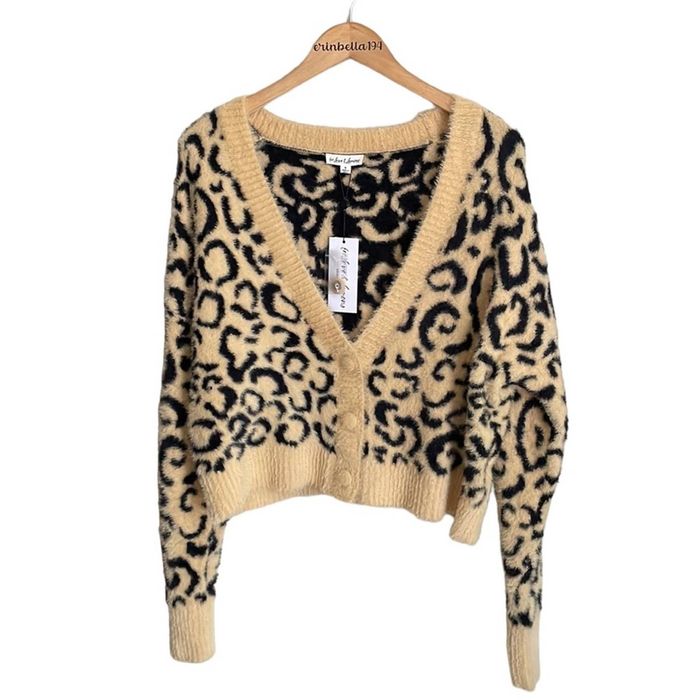 For Love & Lemons Love & Lemons Frankie Long-Sleeve Cardigan Leopard ...