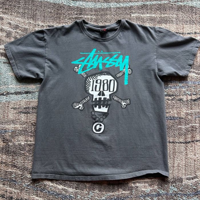 Stussy Vintage Stussy 1980 Skull Chain Grey Green Shirt Sz Large L | Grailed