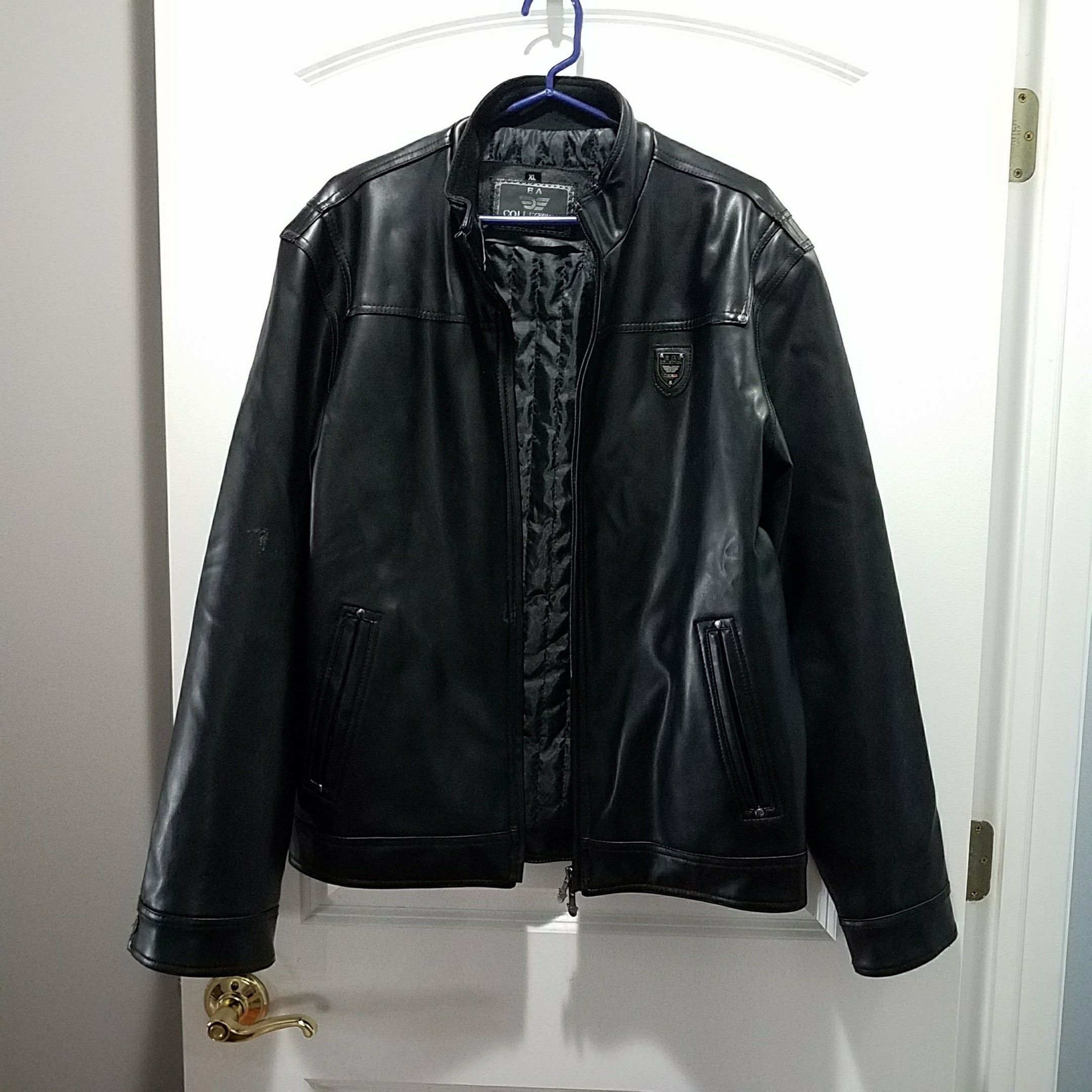 Emporio Armani EA Collection, Italy Style Black Faux Leather Jacket ...