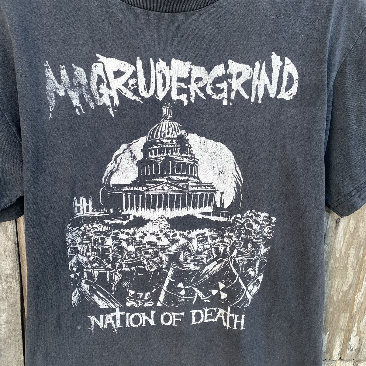 Band Tees × Vintage Thrashed Faded Magrudergrind Grindcore Band Tee ...