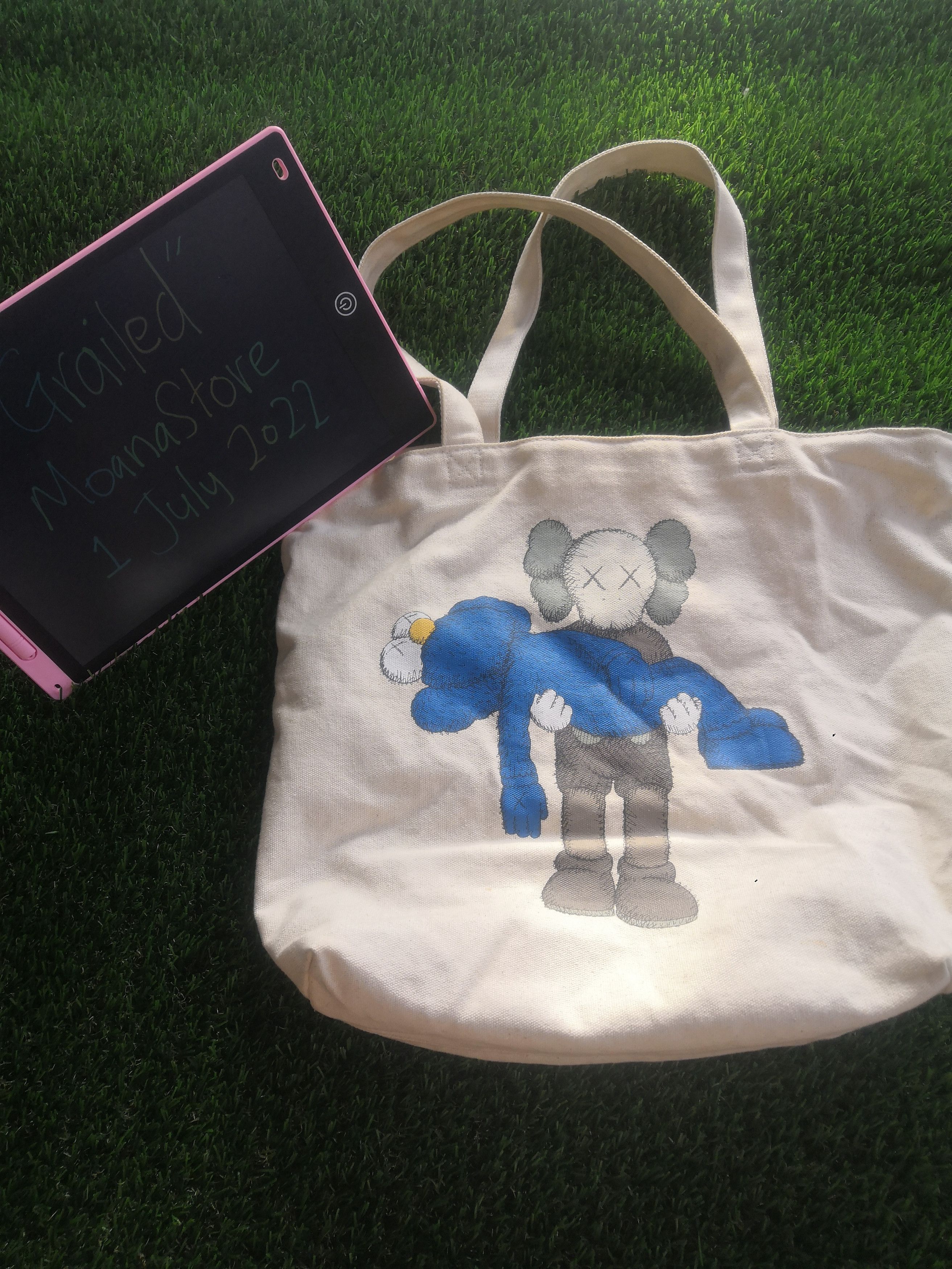 Designer × Japanese Brand × Kaws KAWS JAPAN DESIGNER TOTE BAG OFF WHITE ...