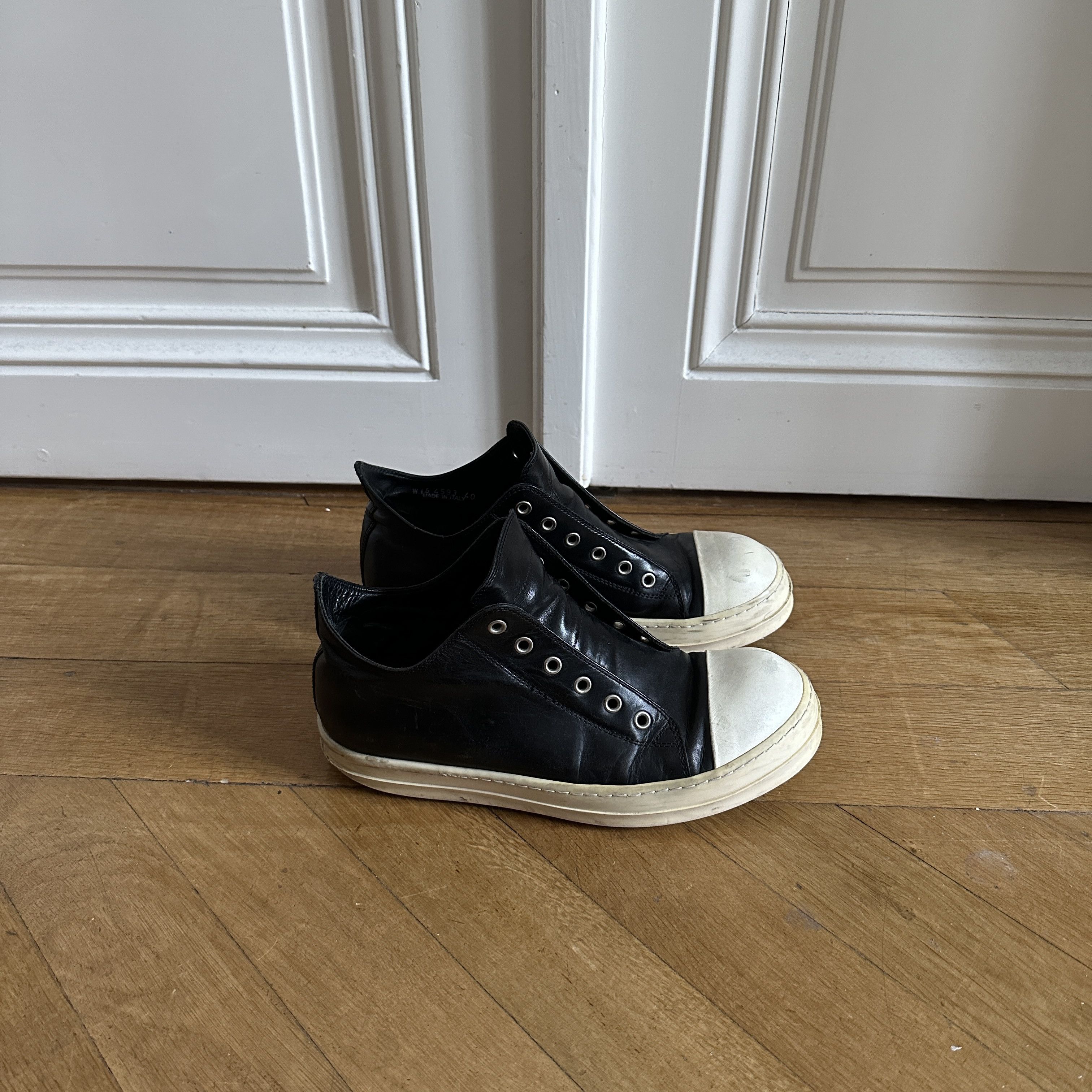 Rick Owens Black Leather Ramones Sneaker | Grailed