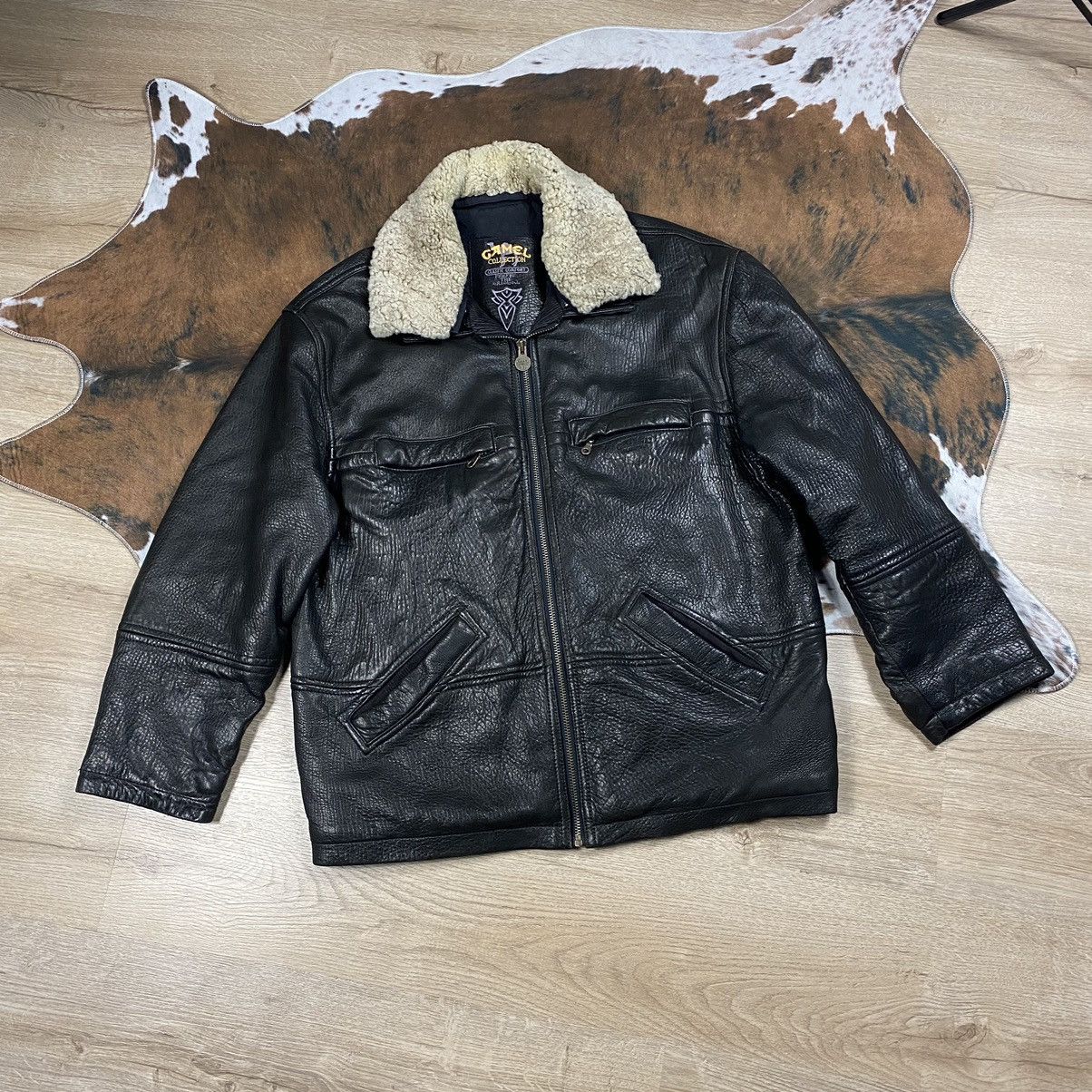 Genuine Leather Vintage 90s Camel Cigarettes Real Leather Jacket Coat ...