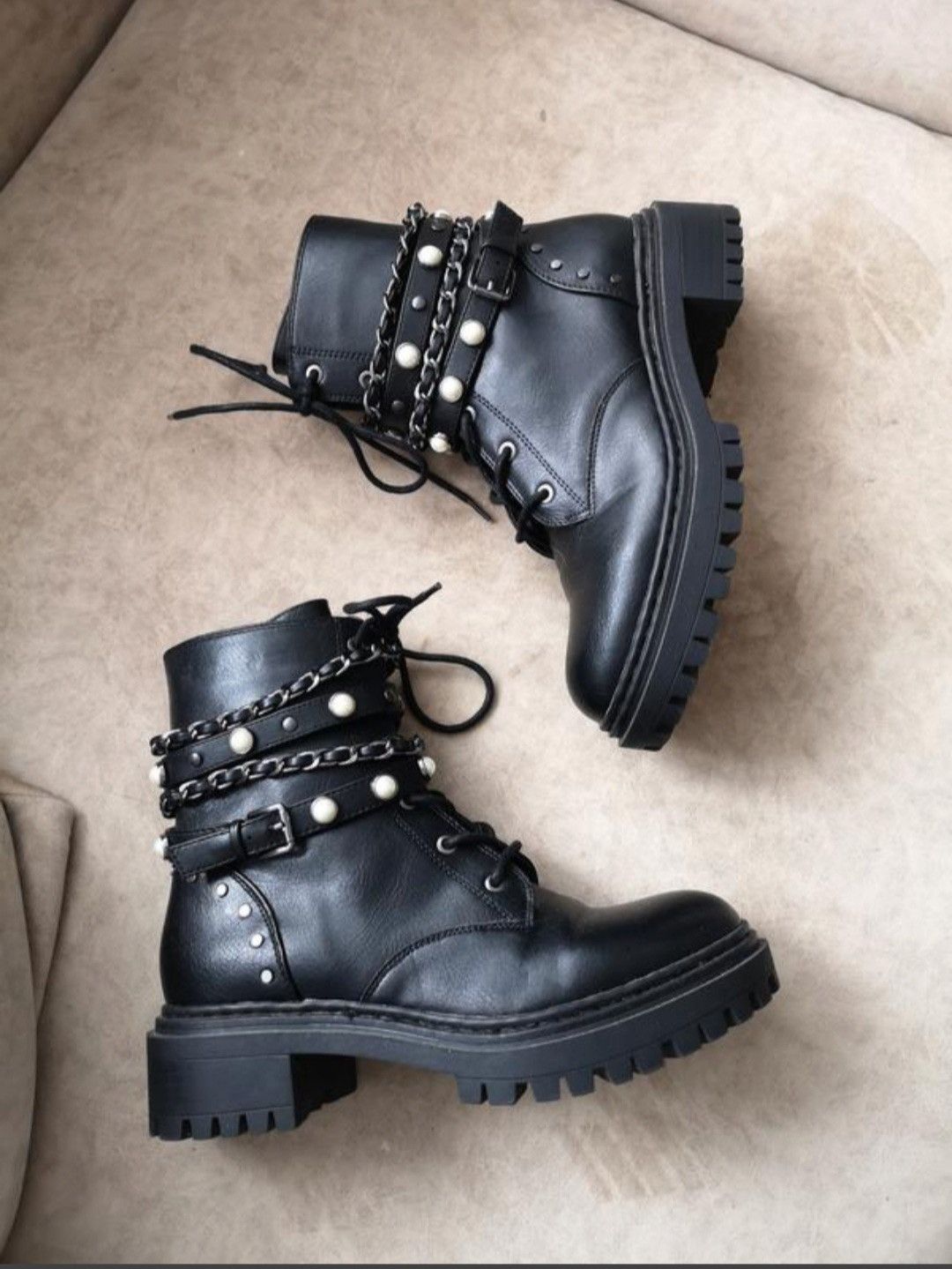 Vintage Vintage New Rock Style Avant-Garde Black Leather Boots | Grailed
