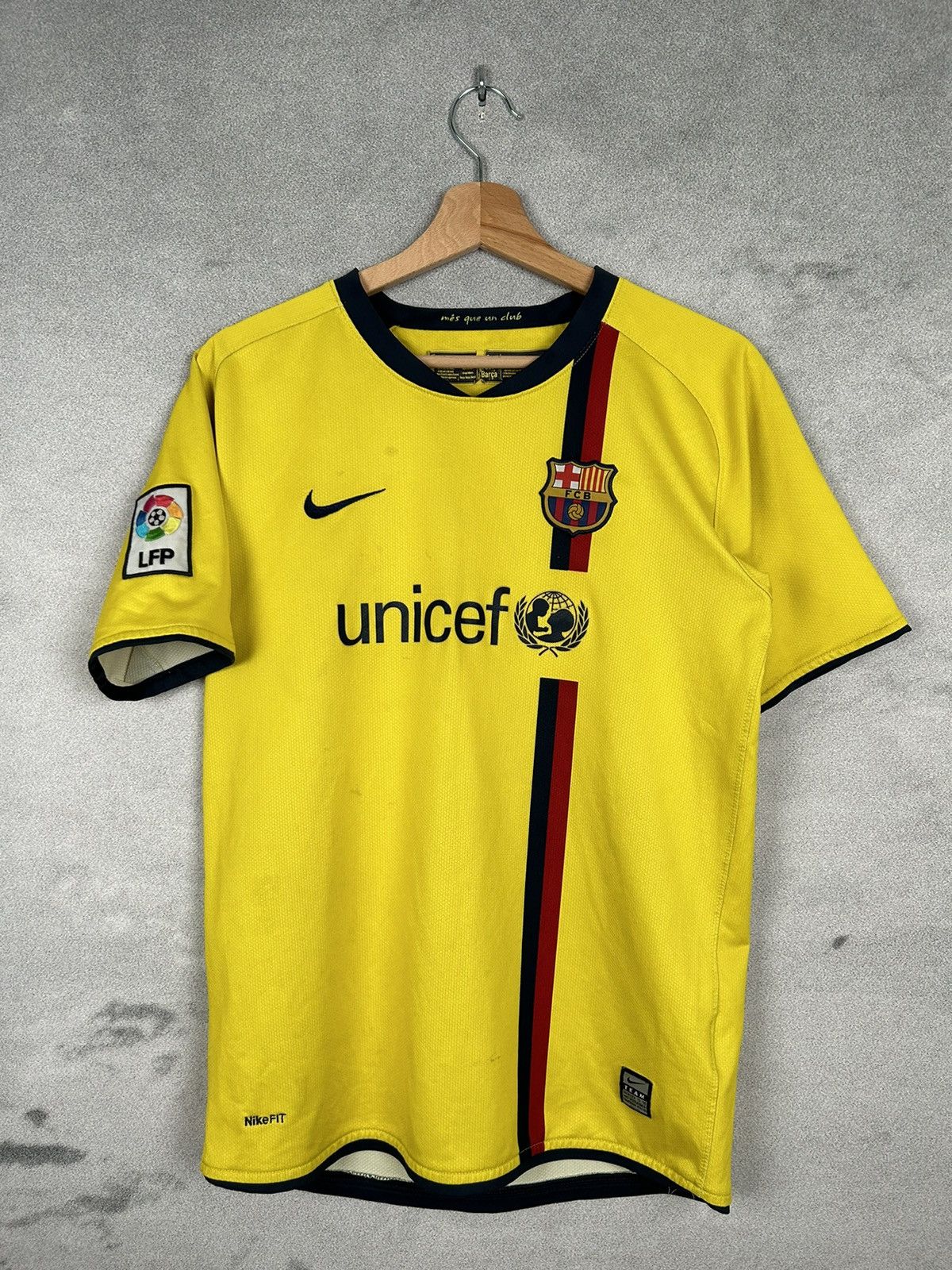F.C. Barcelona × Nike Vintage FC Barcelona Yellow Soccer Jersey Retro ...