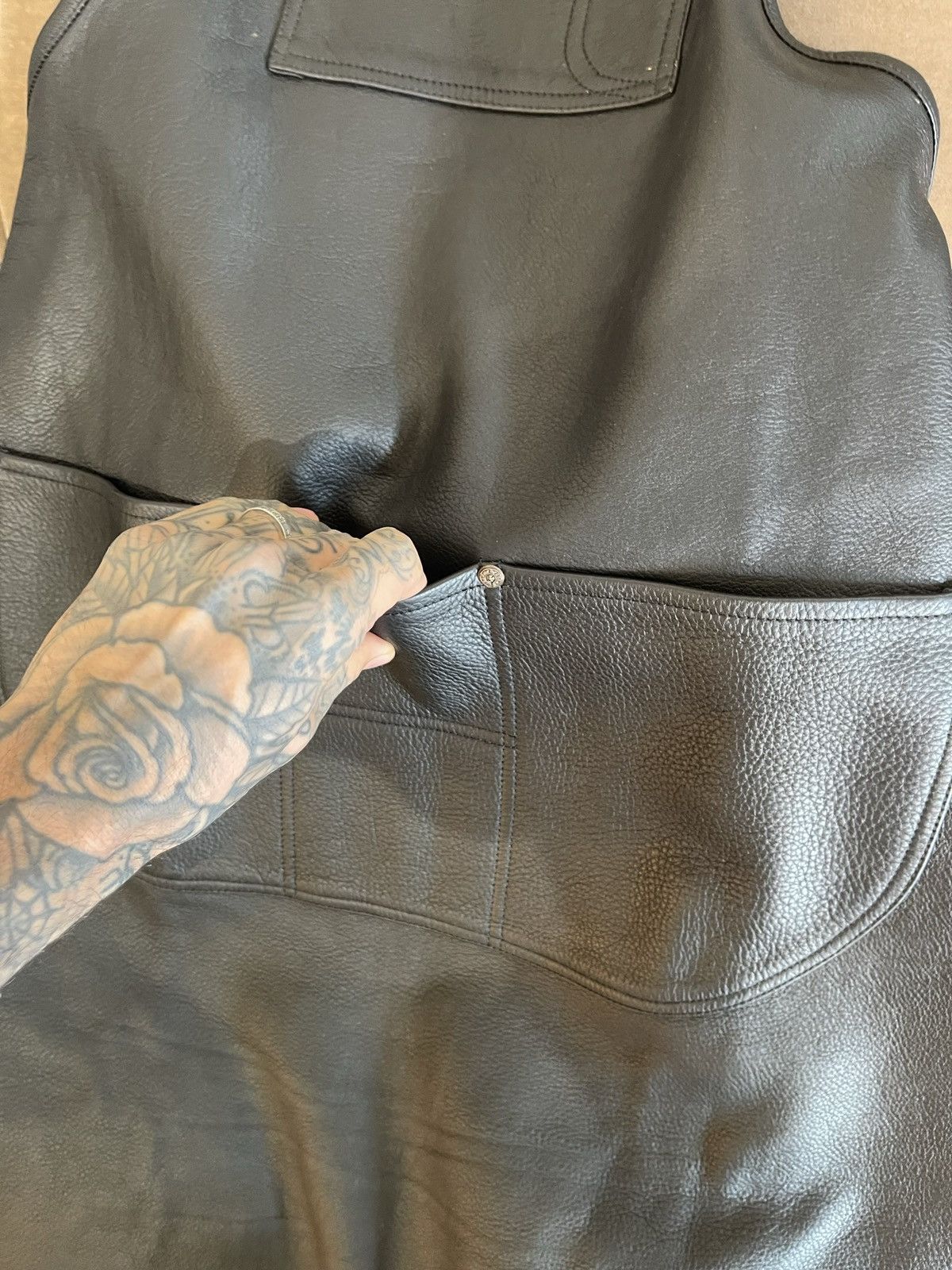 Chrome Hearts Chrome Hearts 1/1 Butcher Style LEATHER Overalls Apron ...