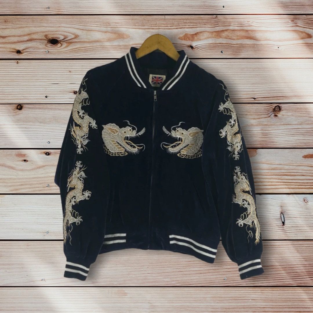 Sukajan Souvenir Jacket Embroidered Tokyo Japan Dragon Velvet Souvenir ...