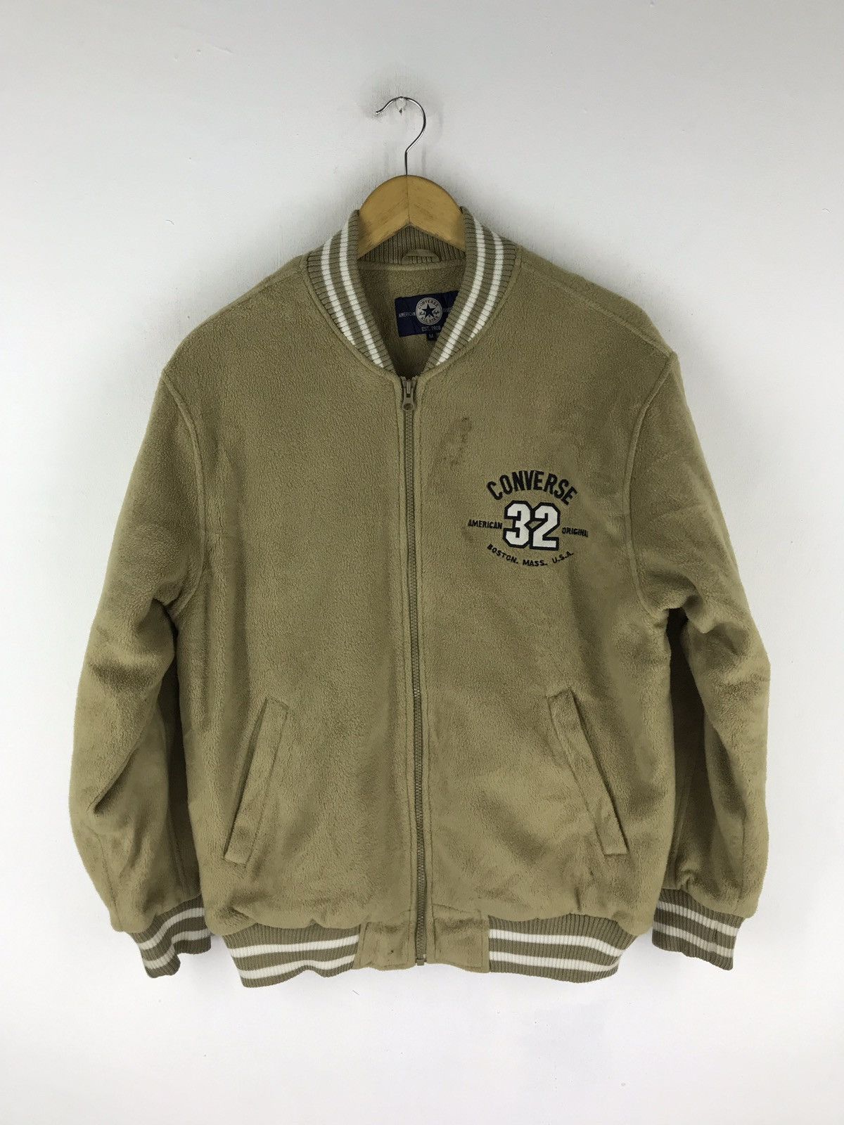 Converse VTG 90s CONVERSE FLEECE BOMBER JACKET QUILTED LINING | Grailed