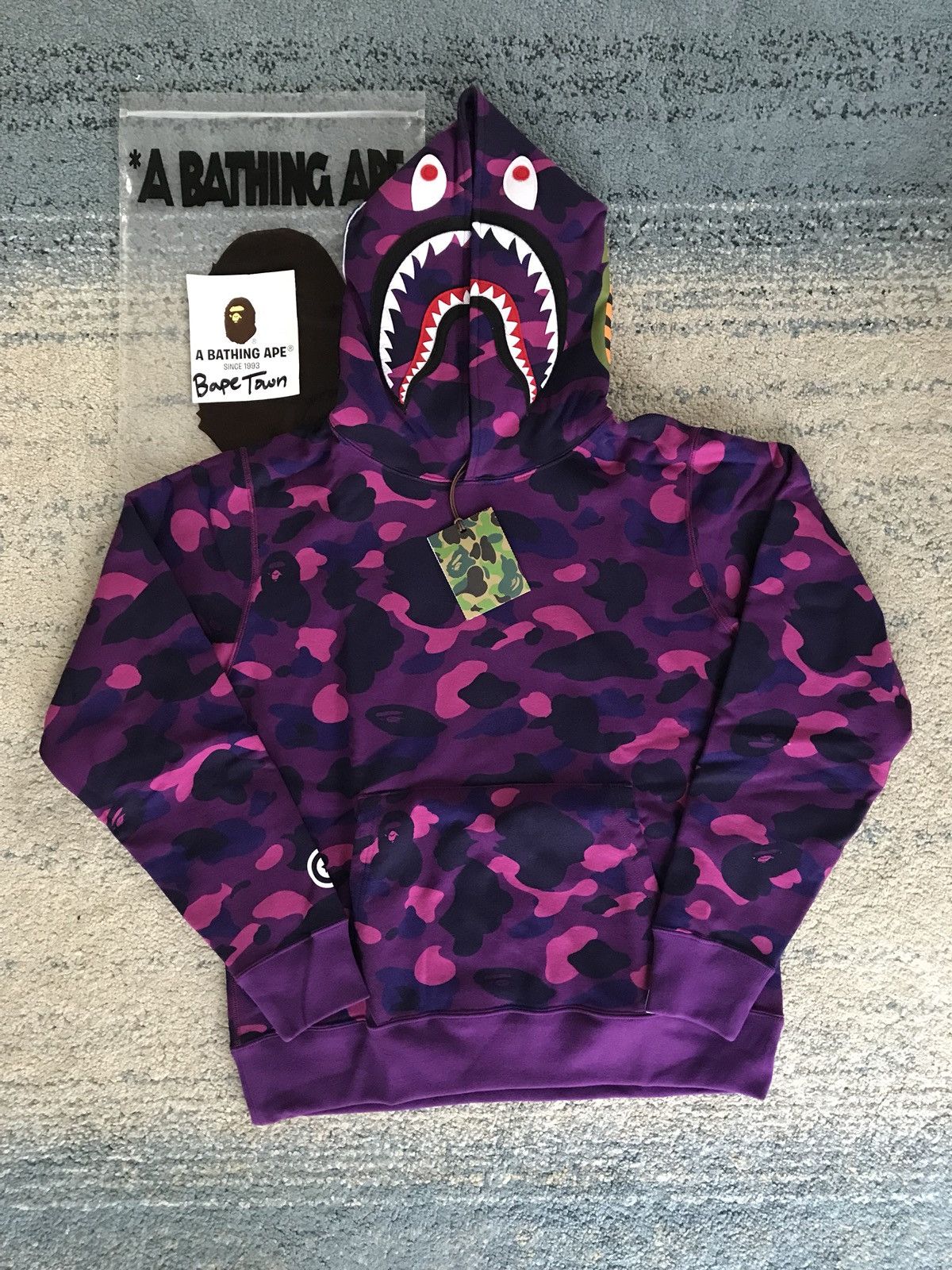 Bape Purple Color Camo Shark Pullover Hoodie | Grailed