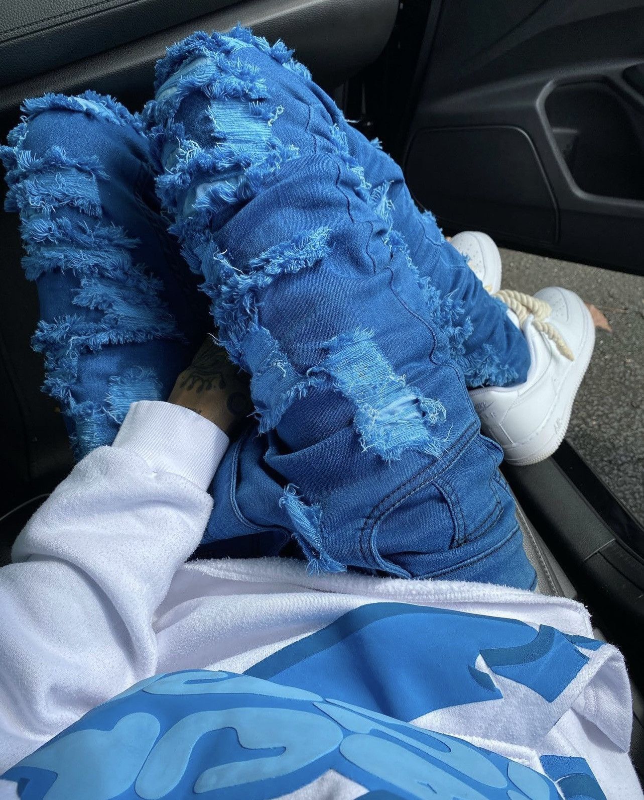 Other × Streetwear Life Of An Outsider Denim Ripped Blue Jeans | Grailed