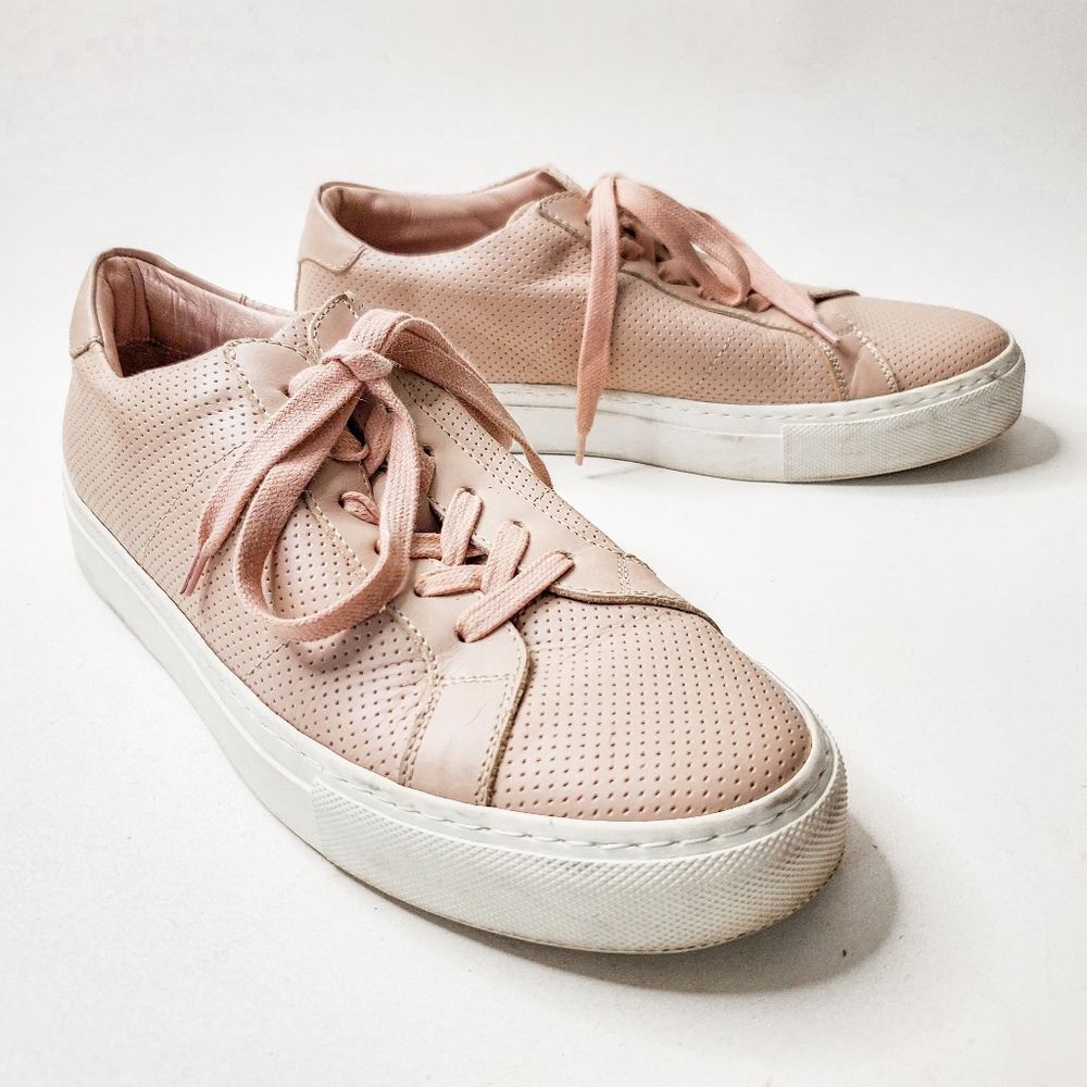 Greats GREATS Rose Light Pink Handmade Perforated Royale Leather Sn ...