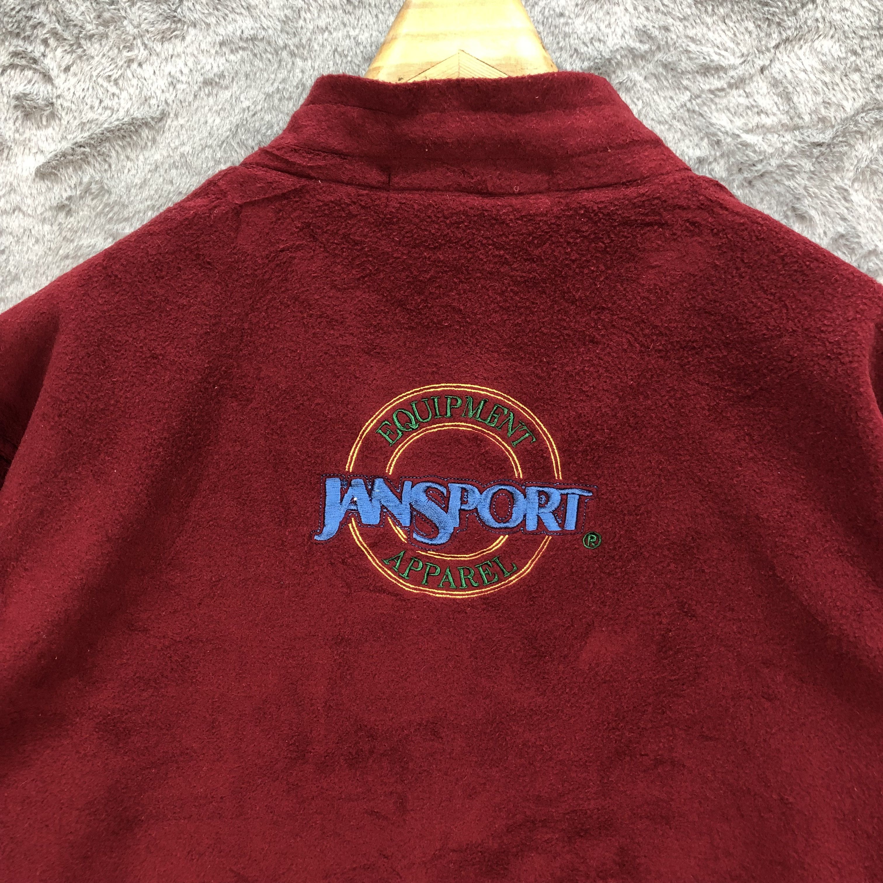 Jansport × Rare × Vintage JANSPORT EMBROIDERY BACK LOGO RED FLEECE ...