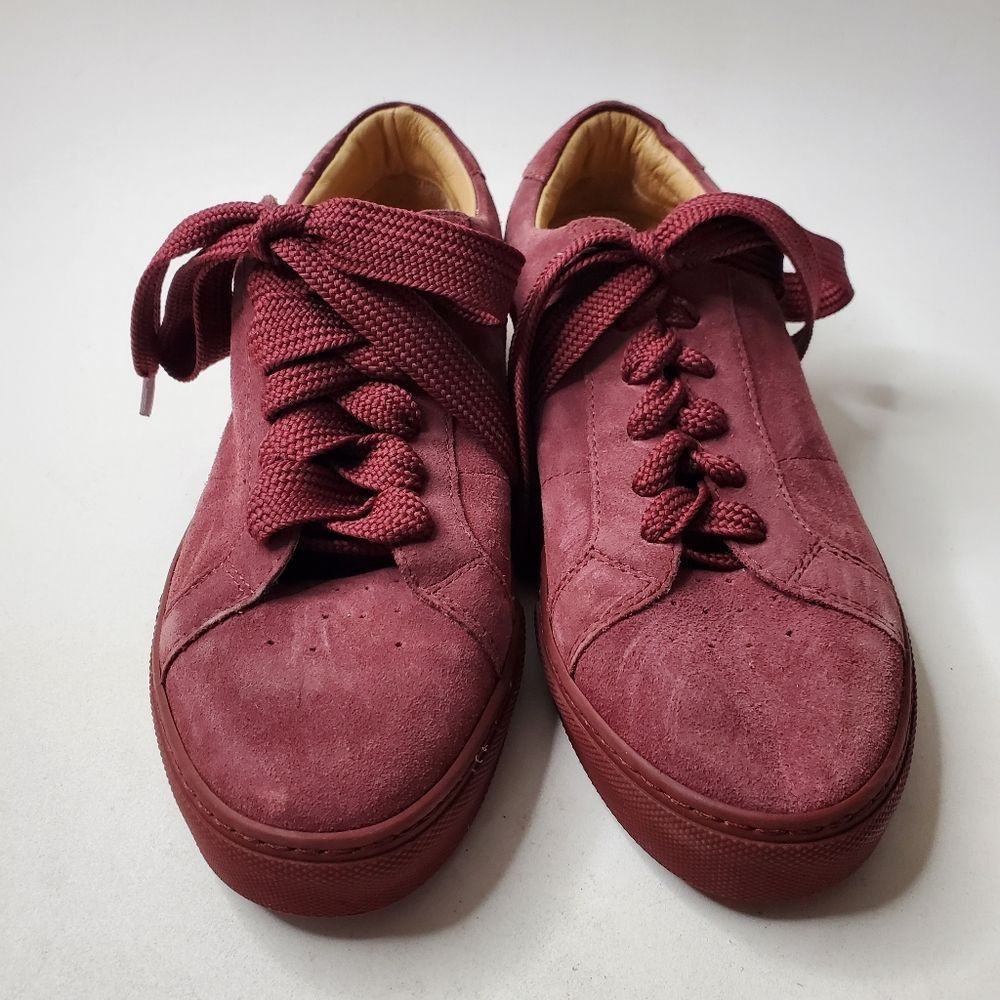 Greats GREATS Dark Red Mono Burgundy Handmade Royale Leather Sneake ...