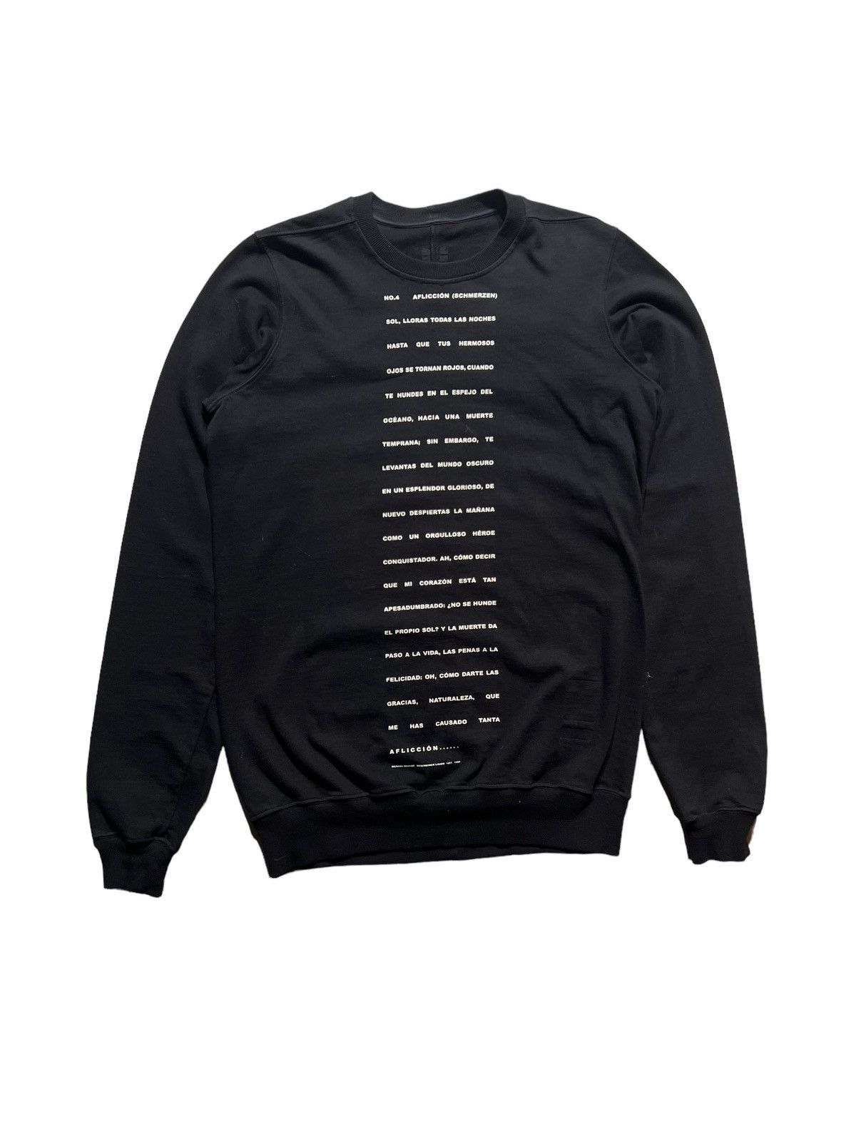 Rick Owens SS20 “Performa” Poem Crewneck | Grailed