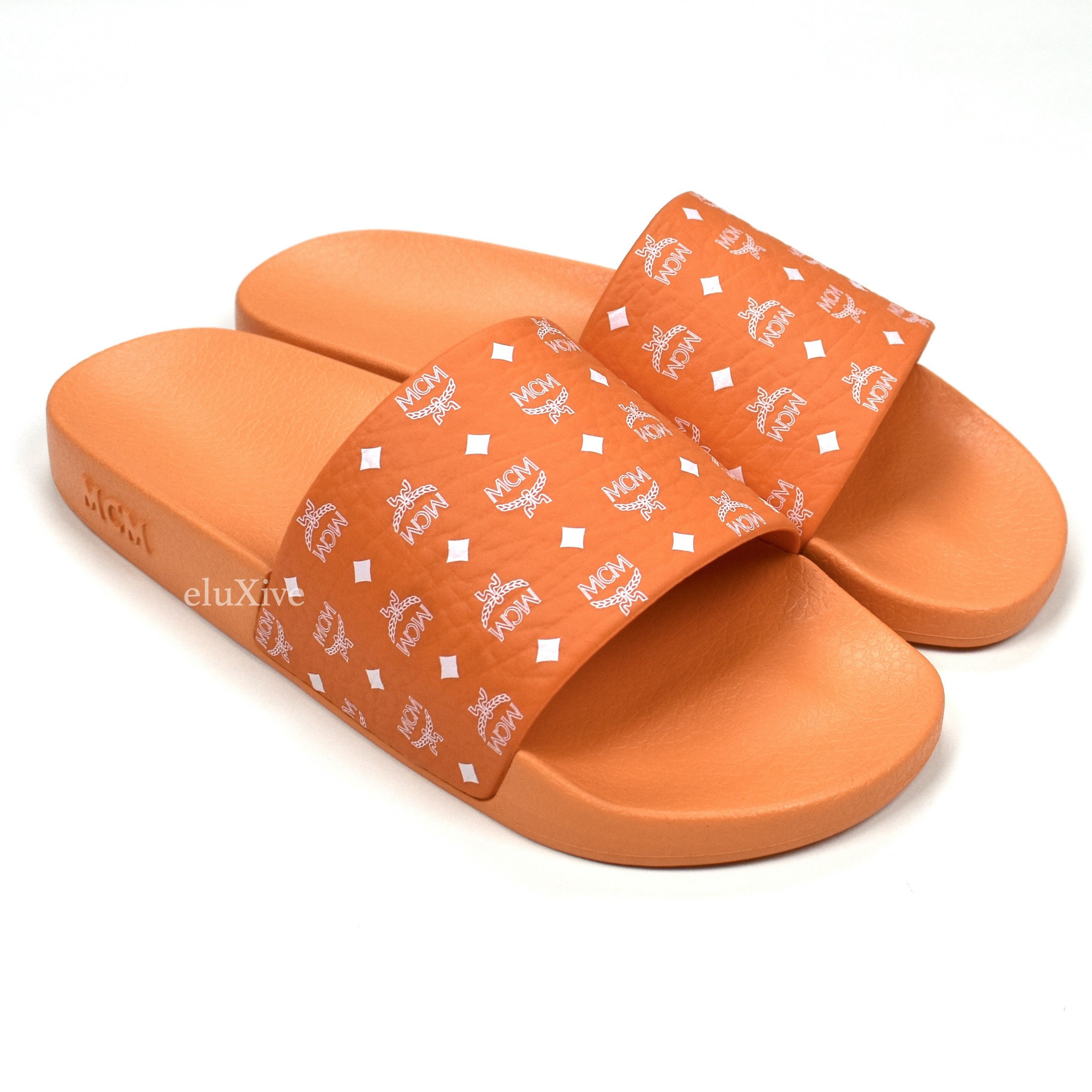 MCM MCM Persimmon Orange Monogram Logo Slides | Grailed
