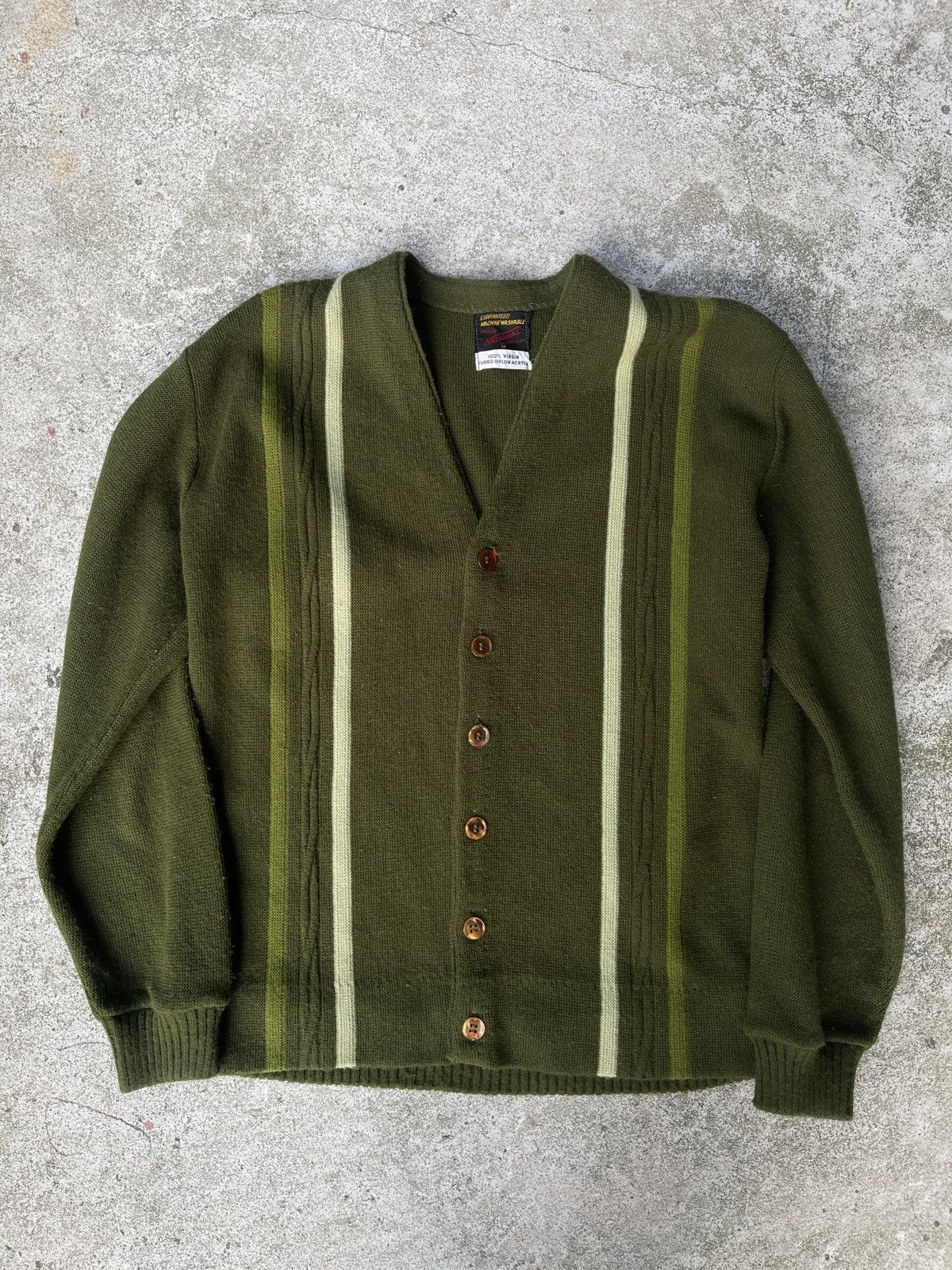 Art × Streetwear × Vintage VINTAGE 60s 70s STRIPED MOD GREEN ACRYLIC ...