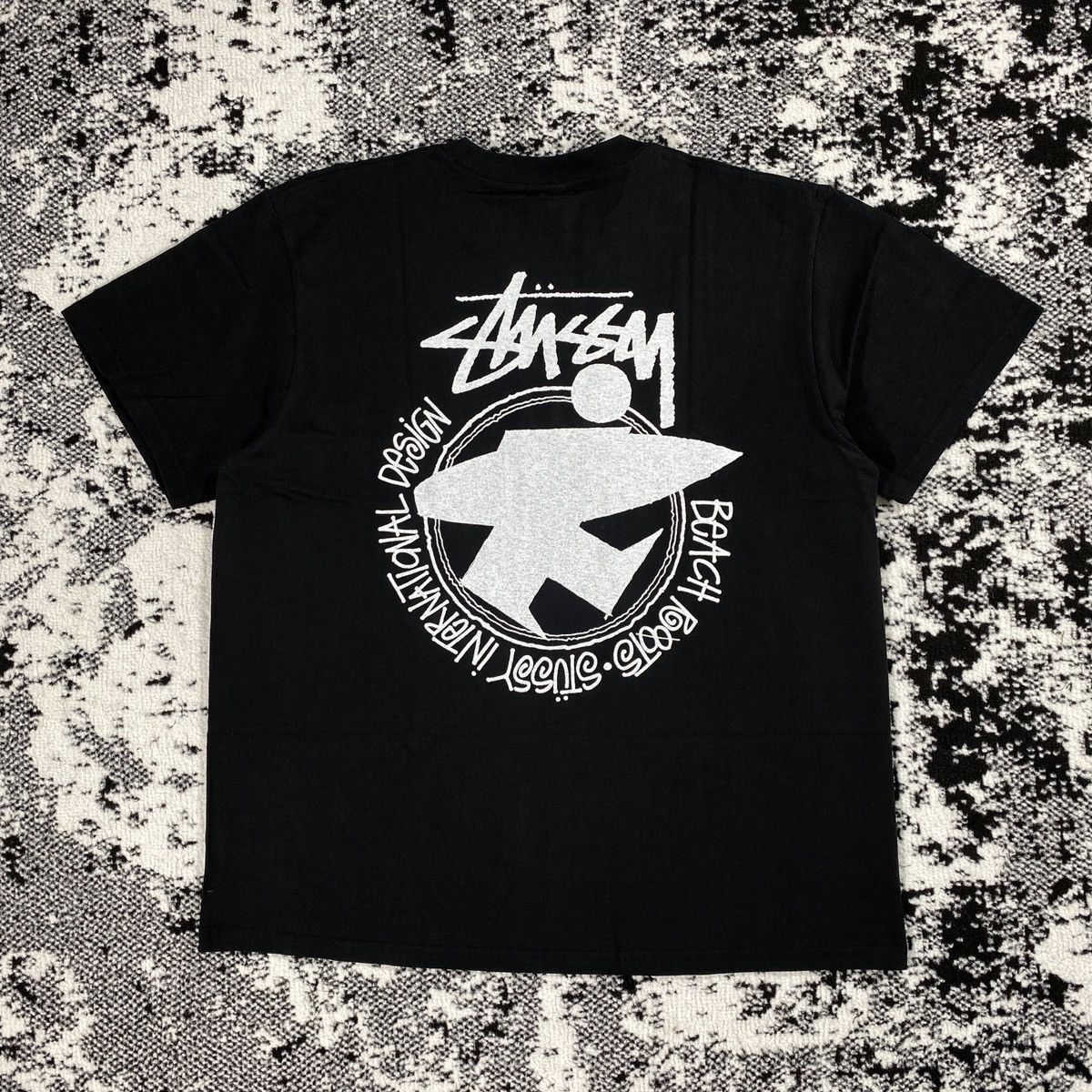 Streetwear × Stussy STUSSY BEACH ROOTS TEE BLACK - LARGE | Grailed