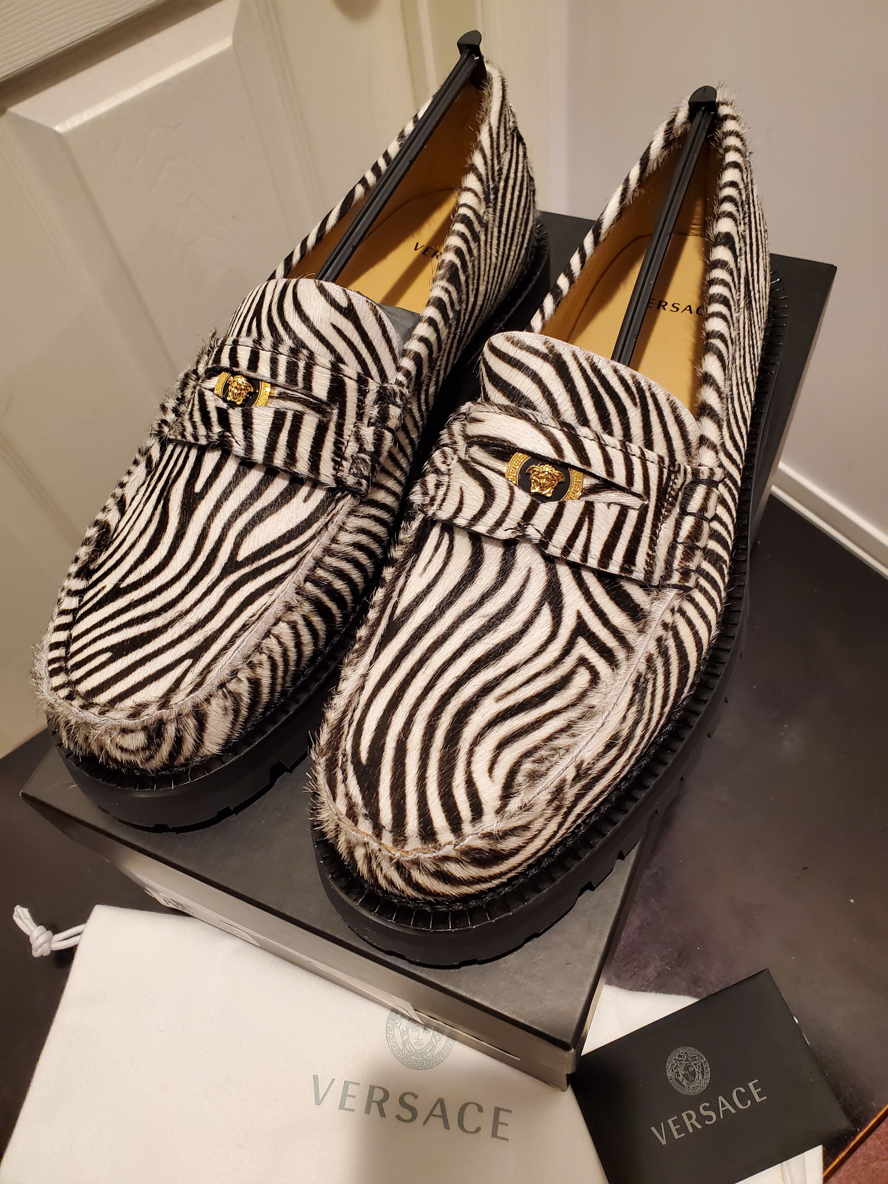 Versace Zebra Print Loafers with "MEDUSA" Head Logo | Grailed