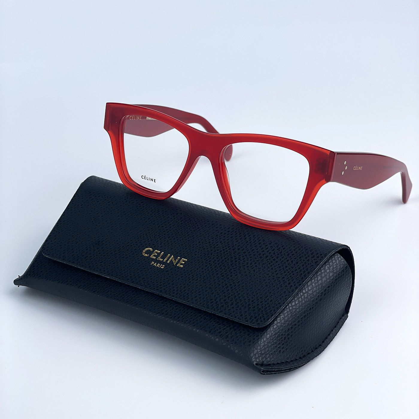 Celine NEW Celine CL50014I 066 Shiny Red Square Unisex Eyeglasses | Grailed
