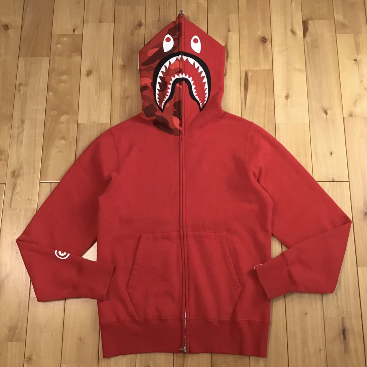 Bape BAPE Red camo shark full zip hoodie a bathing ape | Grailed