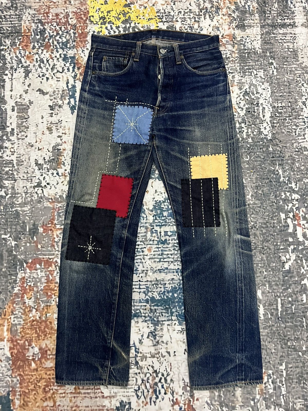 Denime × Japanese Brand Reworked Denime Selvedge Patchwork Sashiko ...