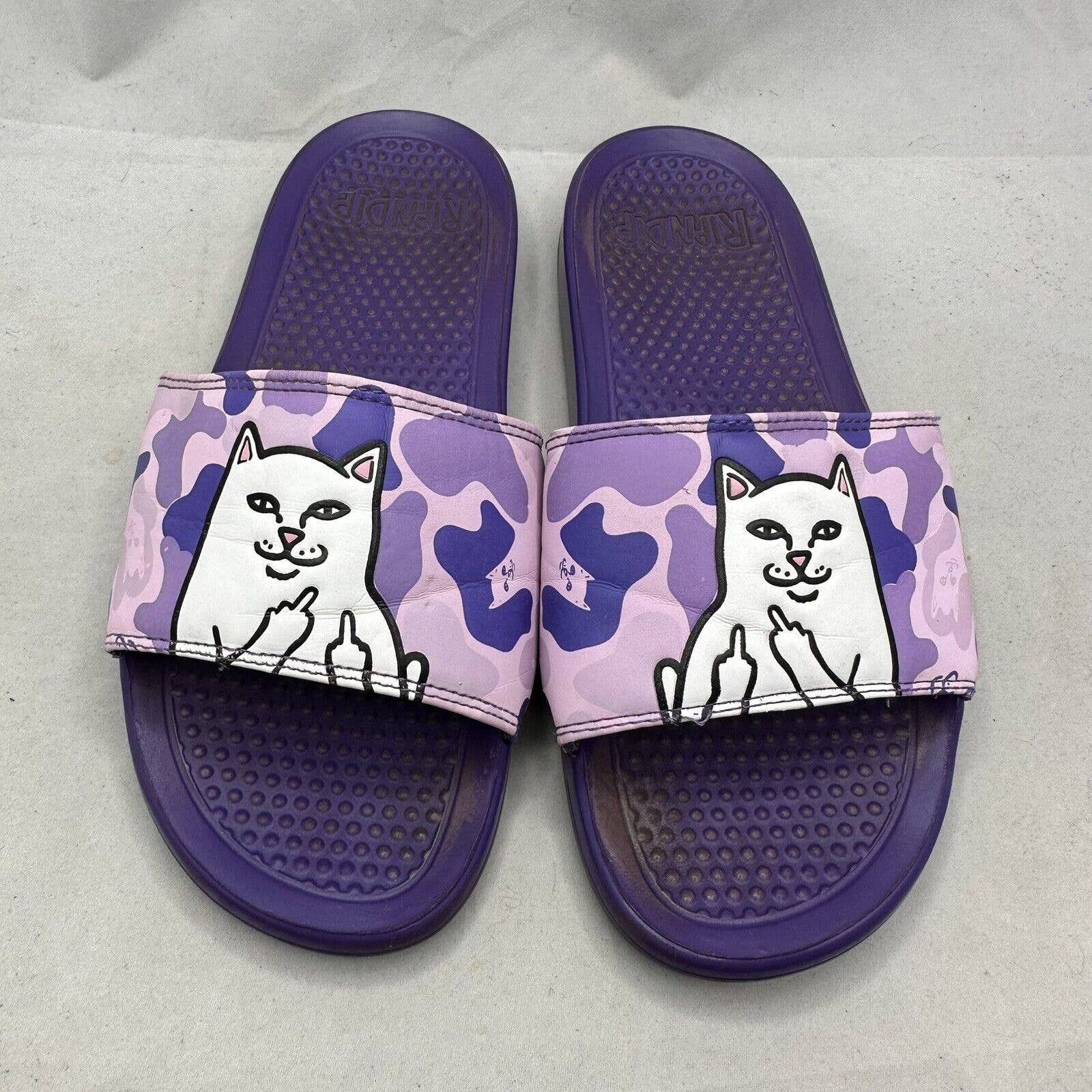 Rip N Dip RIPNDIP Lord Nermal Cat Slide Sandals Purple Camo | Grailed
