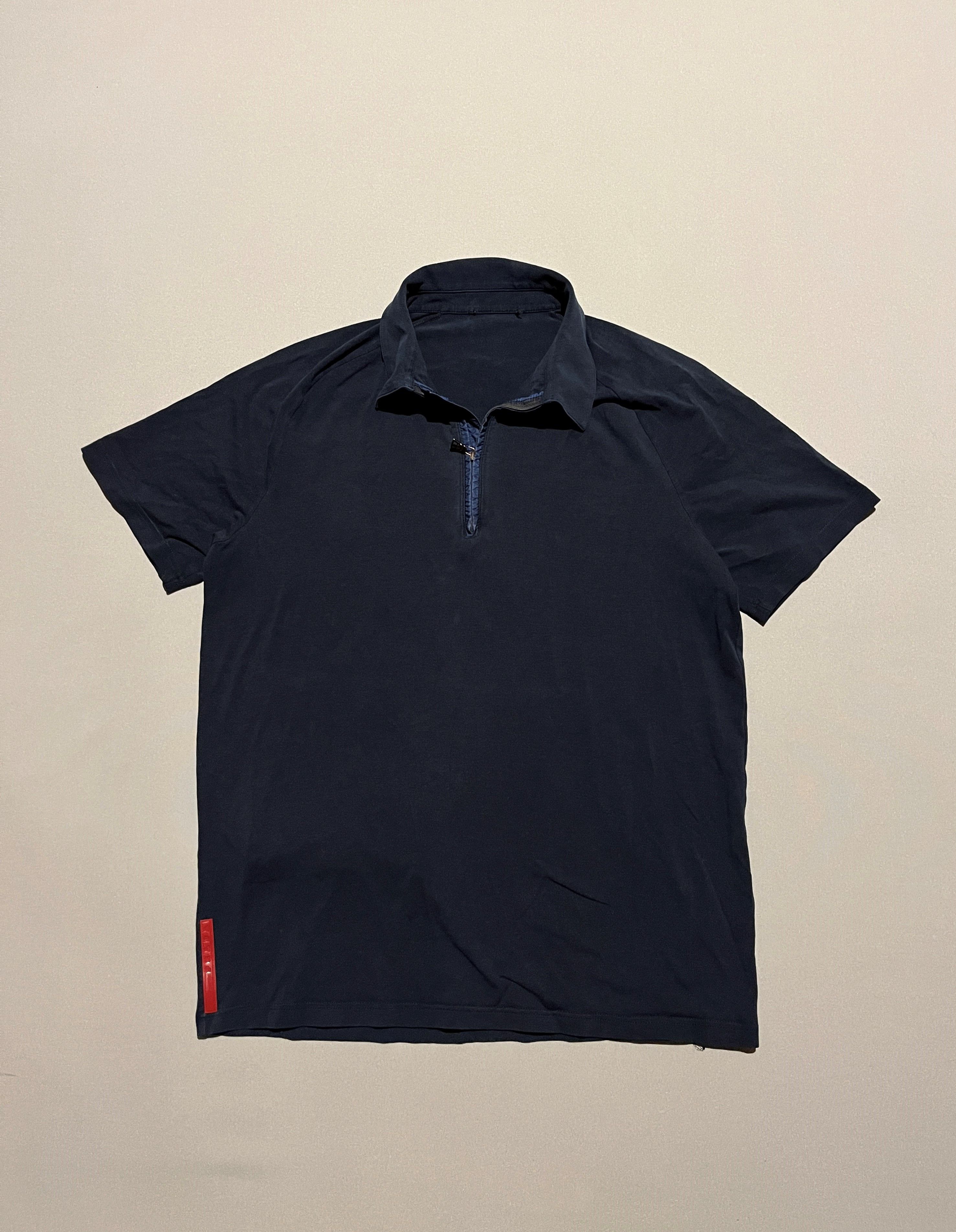 Prada Prada Red Stripe Sport Navy Blue Polo Shirt | Grailed