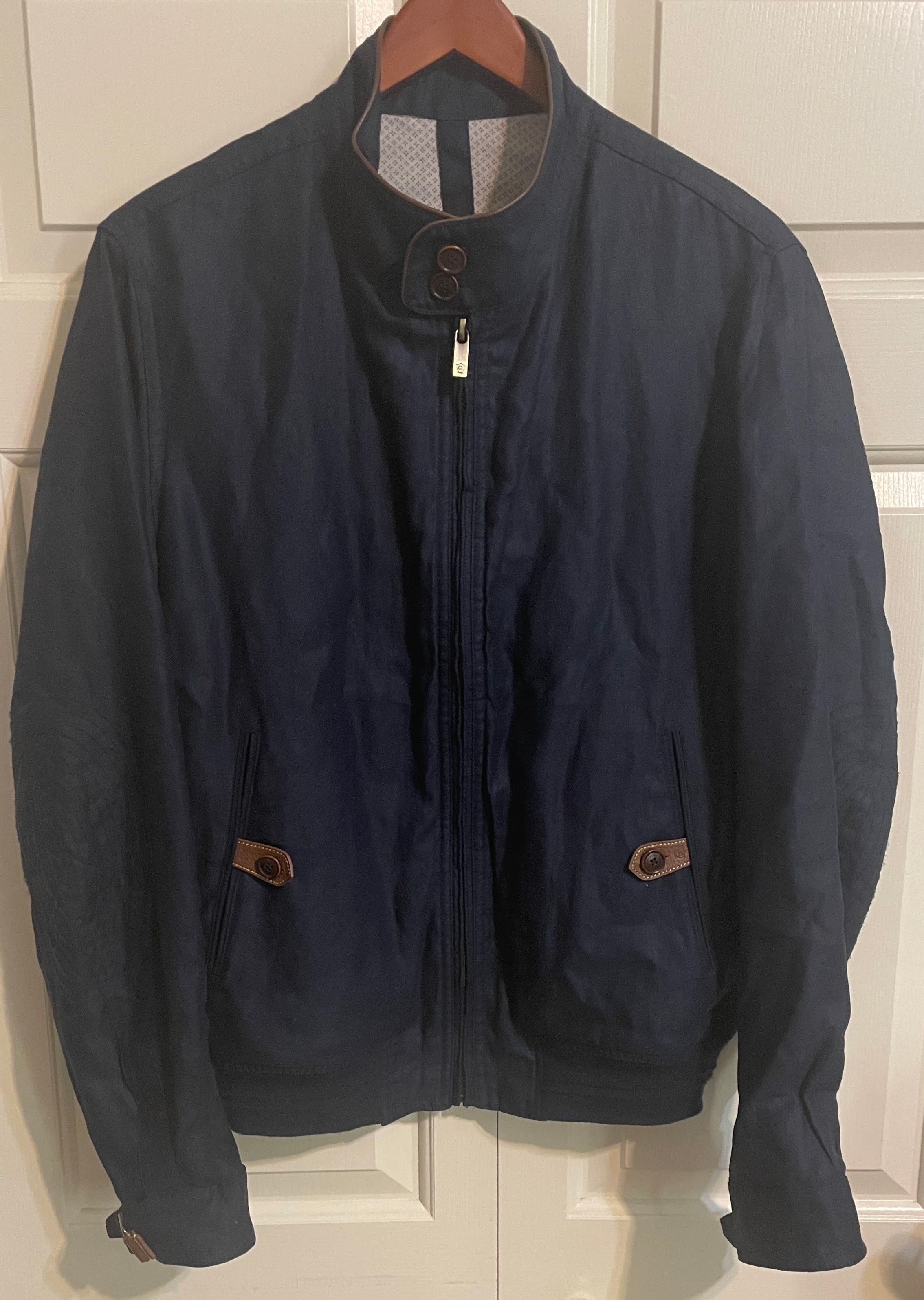 Massimo Dutti Navy Linen Jacket Blouson Medium-Large | Grailed