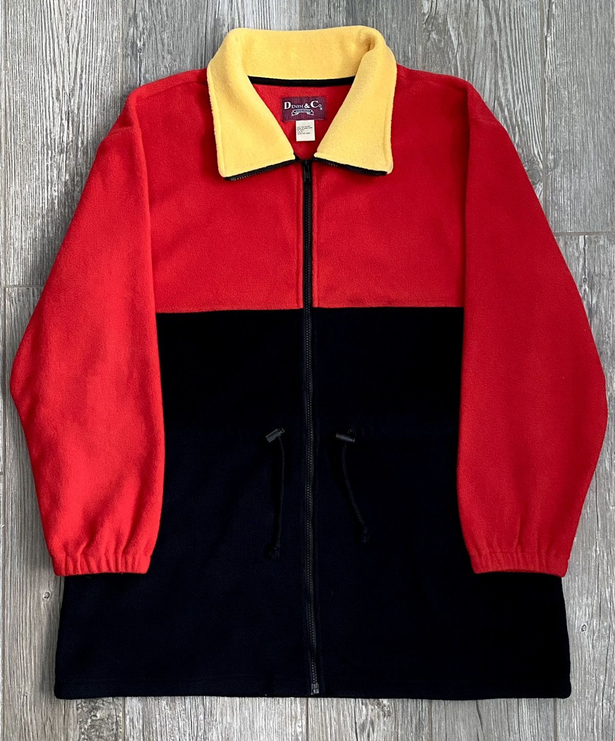 Vintage 1990s Two Tone Red & Black Vintage Zip Up Fleece Jacket | Grailed