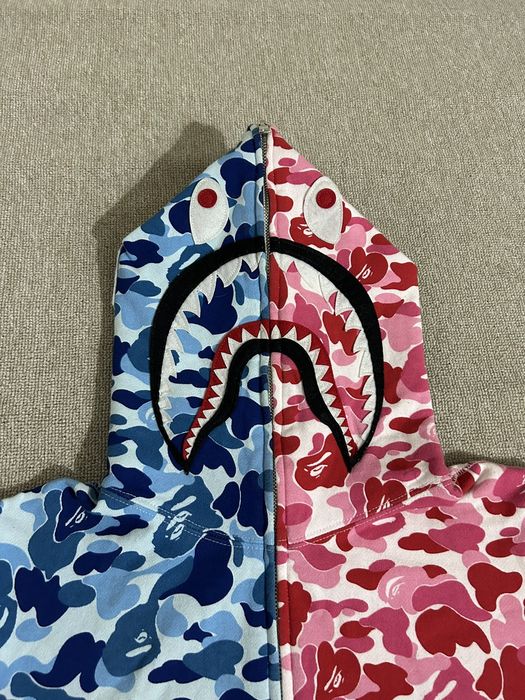 Bape ABC Camo Split Half Shark Full Zip Hoodie | Grailed