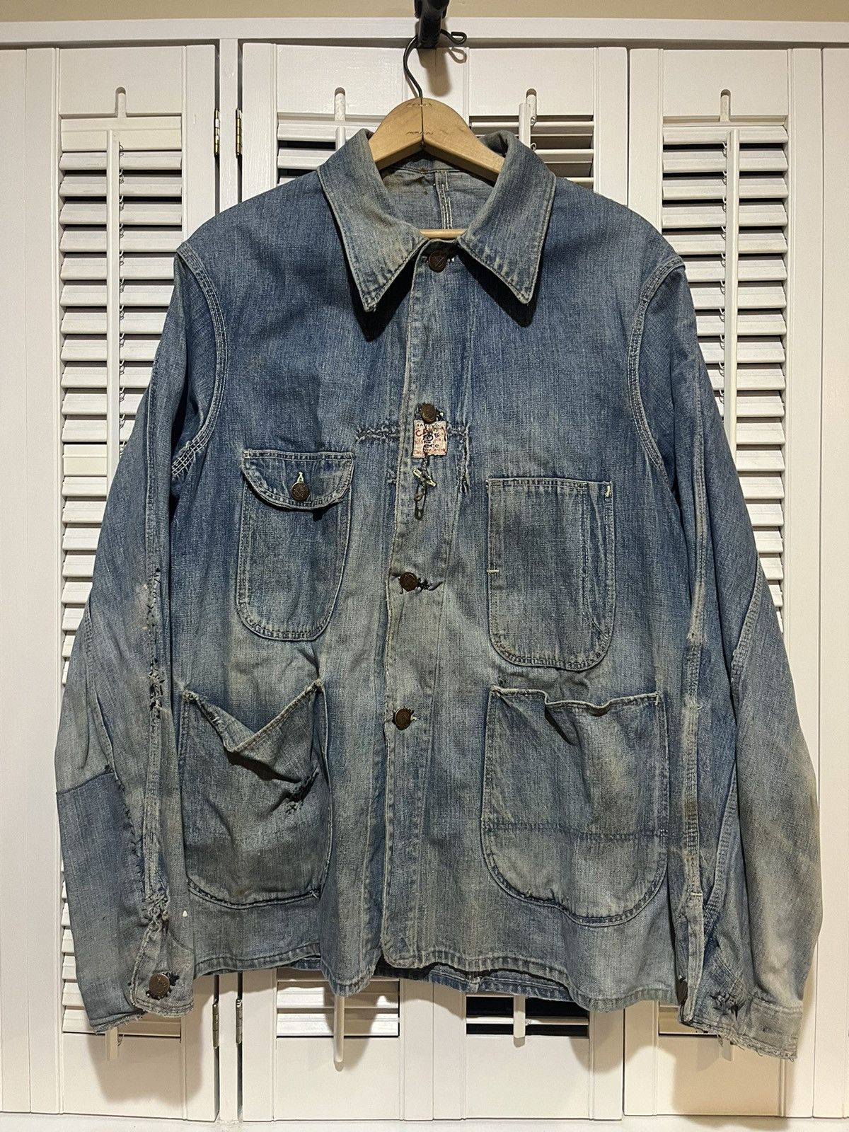Vintage *Super Rare* 1930s Combination Watch Pocket Denim Chore Coat ...