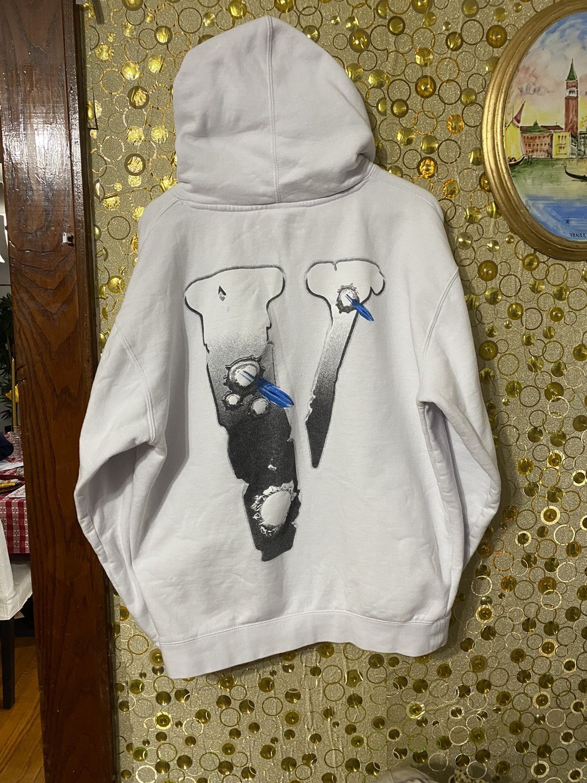 Vintage VLONE x Pop Smoke Hawk Em Hoodie White LARGE | Grailed