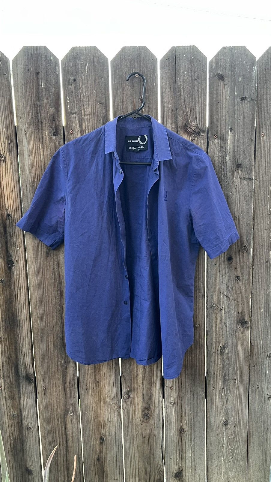 Raf Simons RAF Simmons x Fred Perry Navy blue button up | Grailed