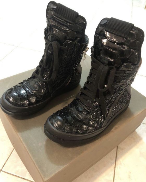 Rick Owens Rick Owens Geobasket Snake Leather sneakers | Grailed