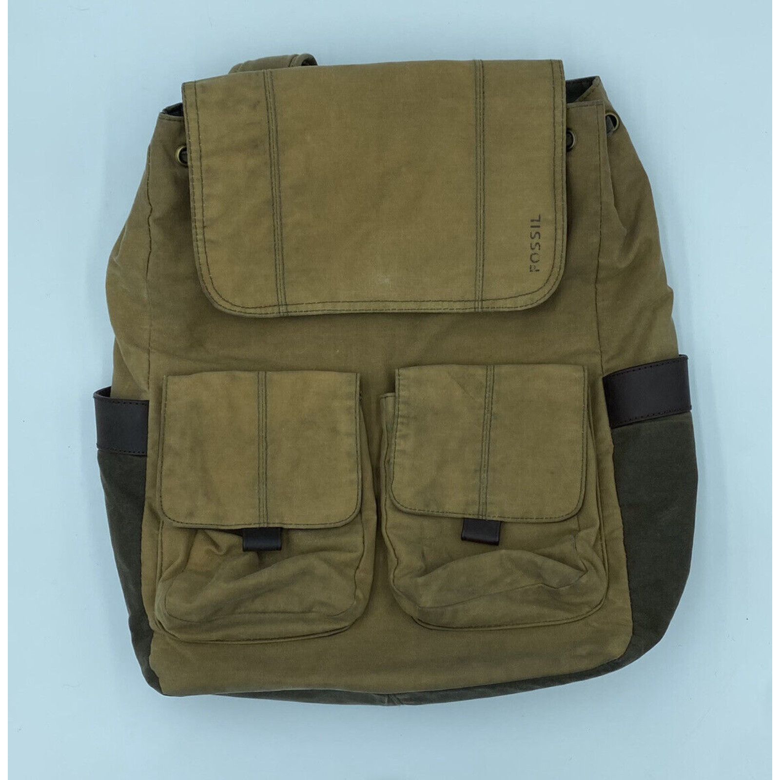 Fossil Fossil Waxed Canvas Oilskin Brown Rucksack Backpack | Grailed