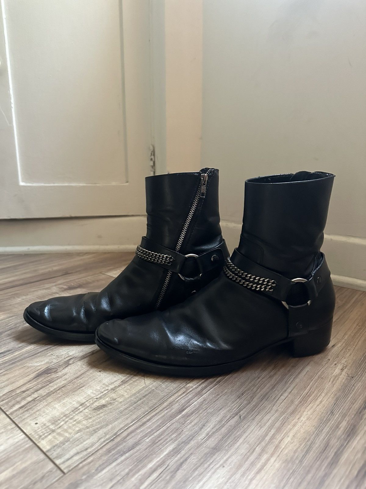 Hedi Slimane × Saint Laurent Paris FW13 Exposed Zipper Leather Chain ...