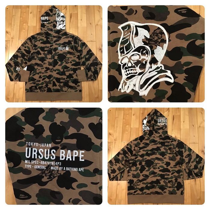 Bape URSUS BAPE full zip hoodie olive BAPE camo a bathing ape | Grailed
