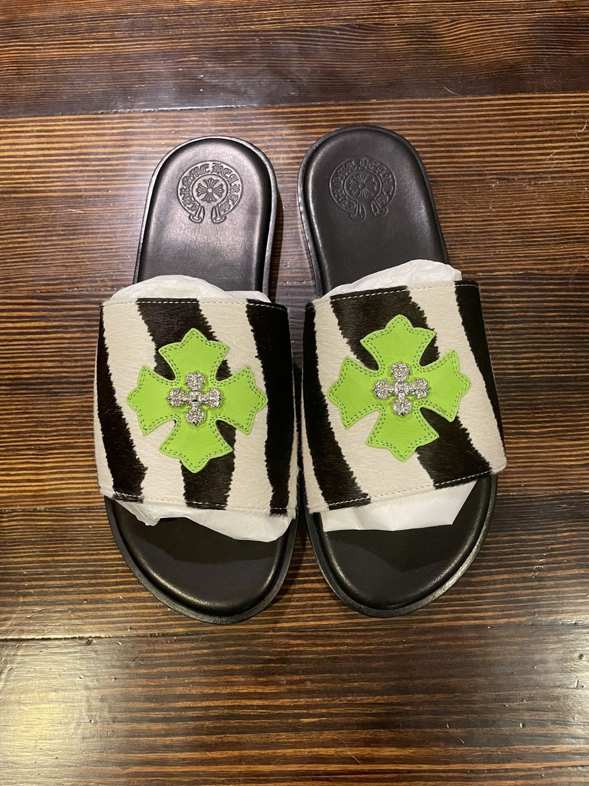 Chrome Hearts Chrome Hearts Zebra Pony Hair Stud Slides | Grailed
