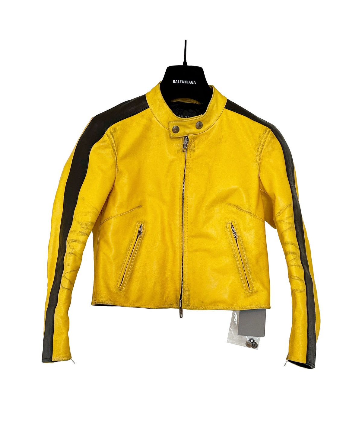 Balenciaga Balenciaga Shrunk Racer Jacket in yellow soft bullskin ...
