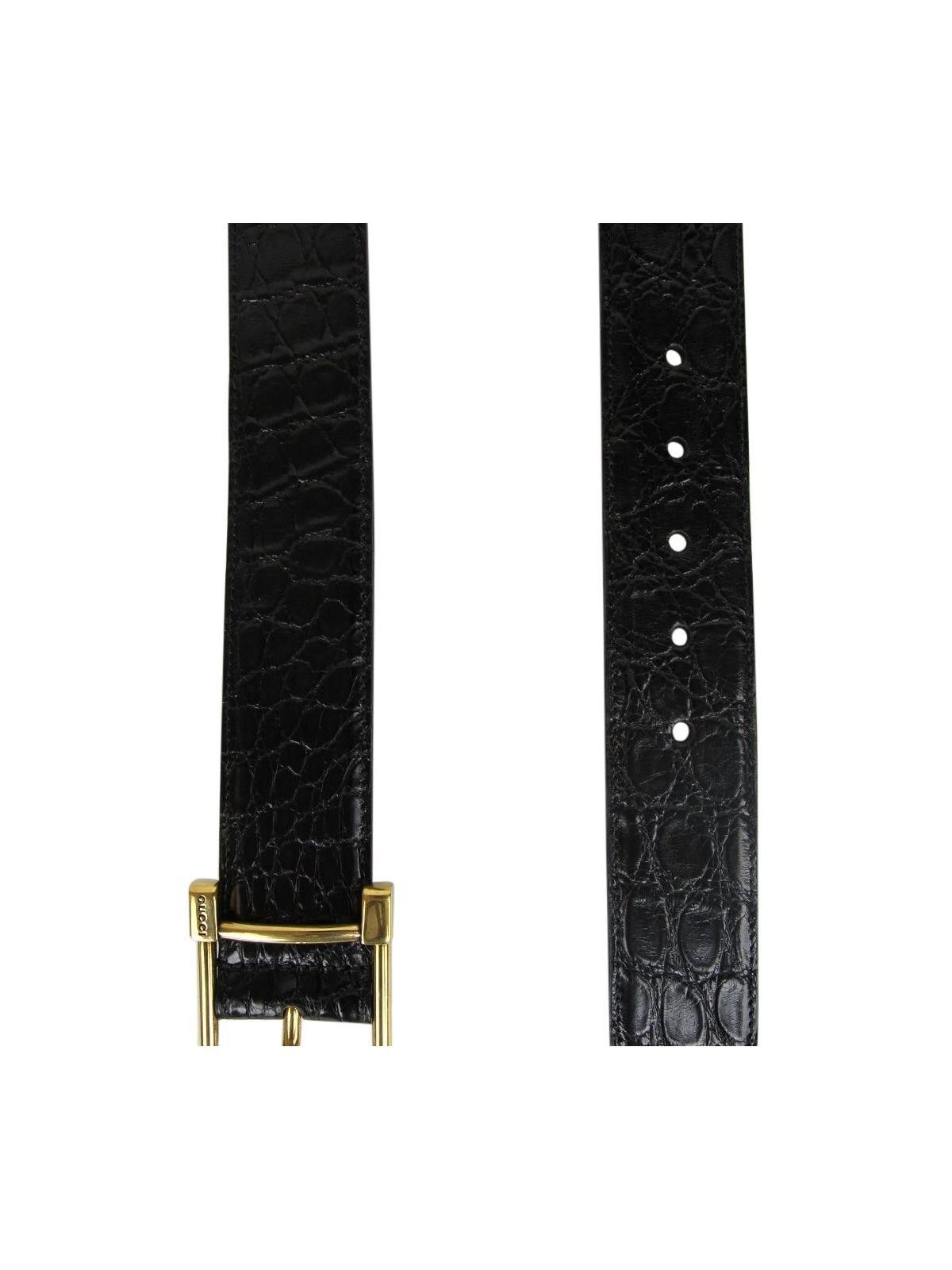 Gucci Gucci Women's Gold Square Buckle Black Crocodile Belt | Grailed