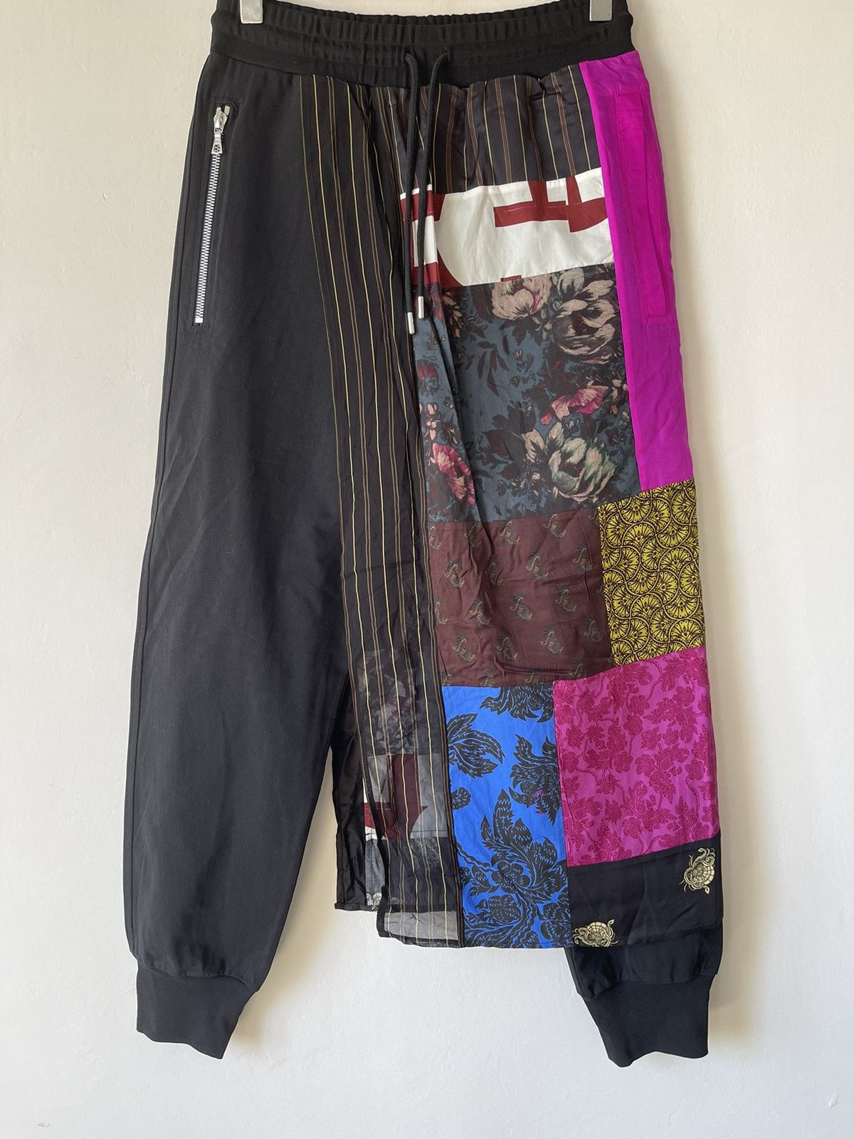 Dries Van Noten Black Patchwork Overlay Lounge Pants | Grailed