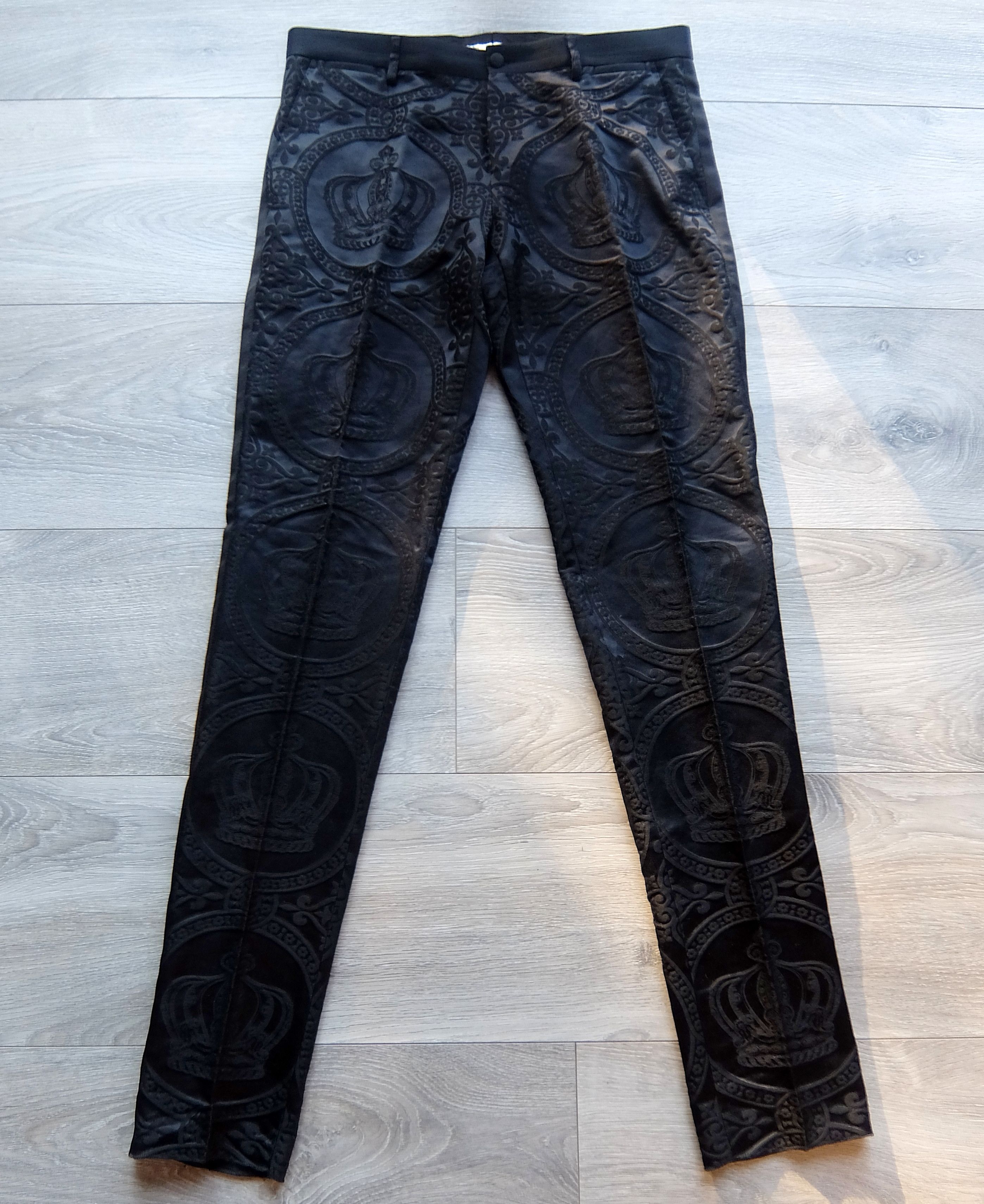 Dolce & Gabbana Dolce & Gabbana Pants 50 black silk royal crown dg d&g ...