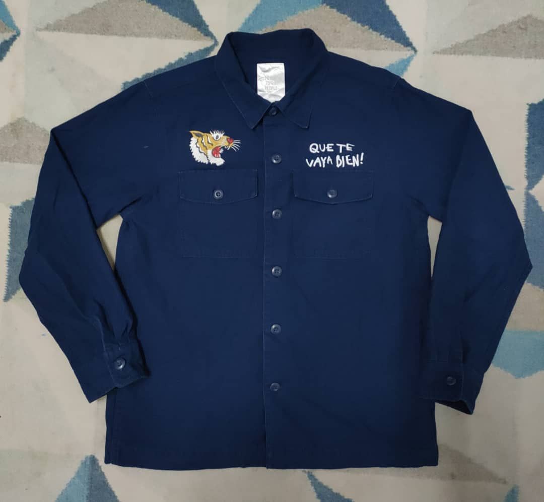 Japanese Brand × Streetwear Embroidered Logo Button Up Light Jacket ...