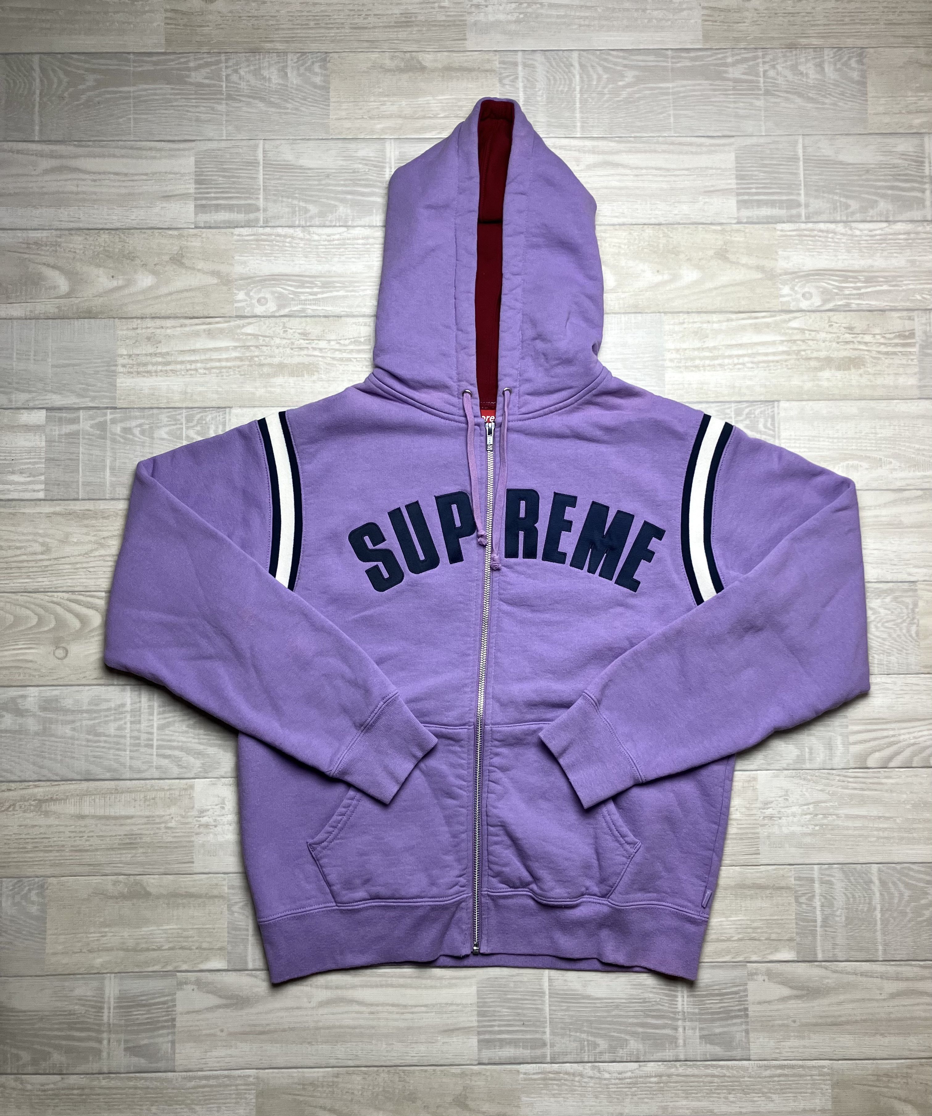 Supreme Supreme Purple Arch Spell Out Black Zip Hoodie Size S | Grailed