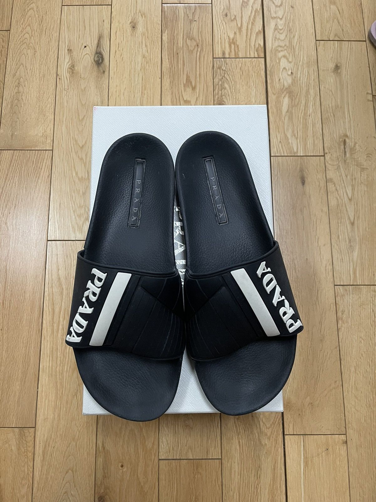 Prada Prada Logo Pool Slides | Grailed