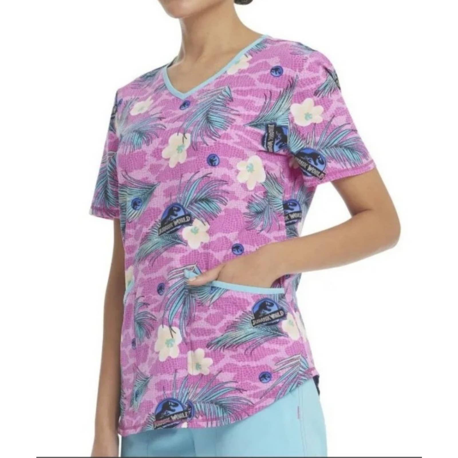 Disney 3XL Jurassic World "Dino Skin" V-Neck Dinosaur Scrub Top | Grailed